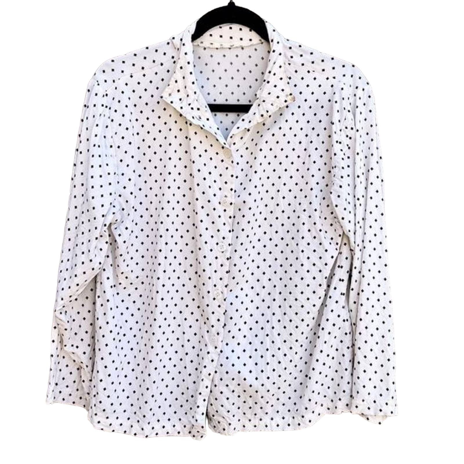 Vintage Woman's Medium Vintage Brown Polka Dot Button Down Shirt | Grailed