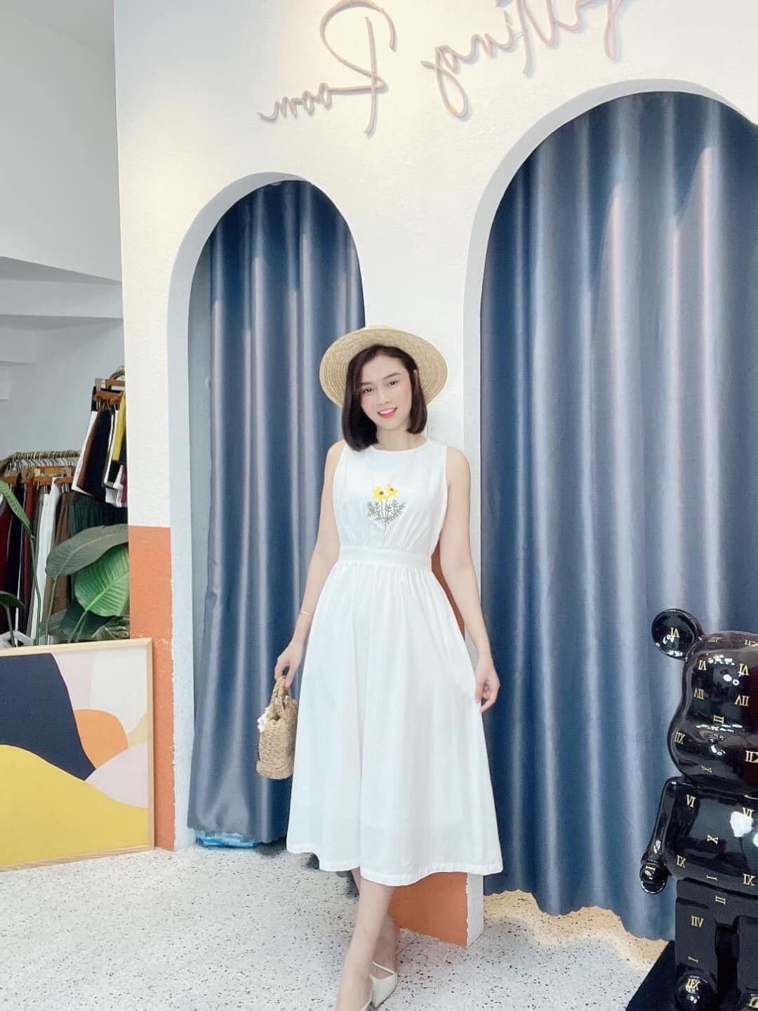 Other × Owner Operator Linen Dress With Embroidered Flowers | Grailed