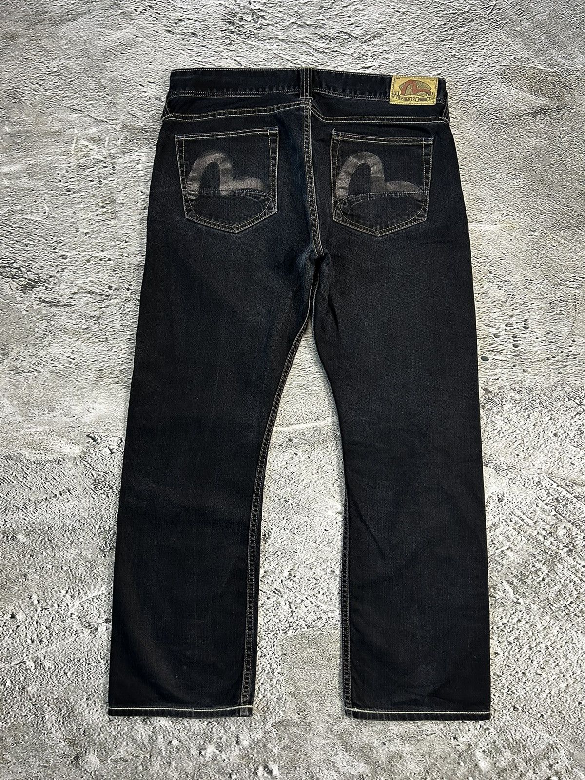 Evisu × Puma × Vintage Evisu x Puma vintage black jeans seagulls | Grailed