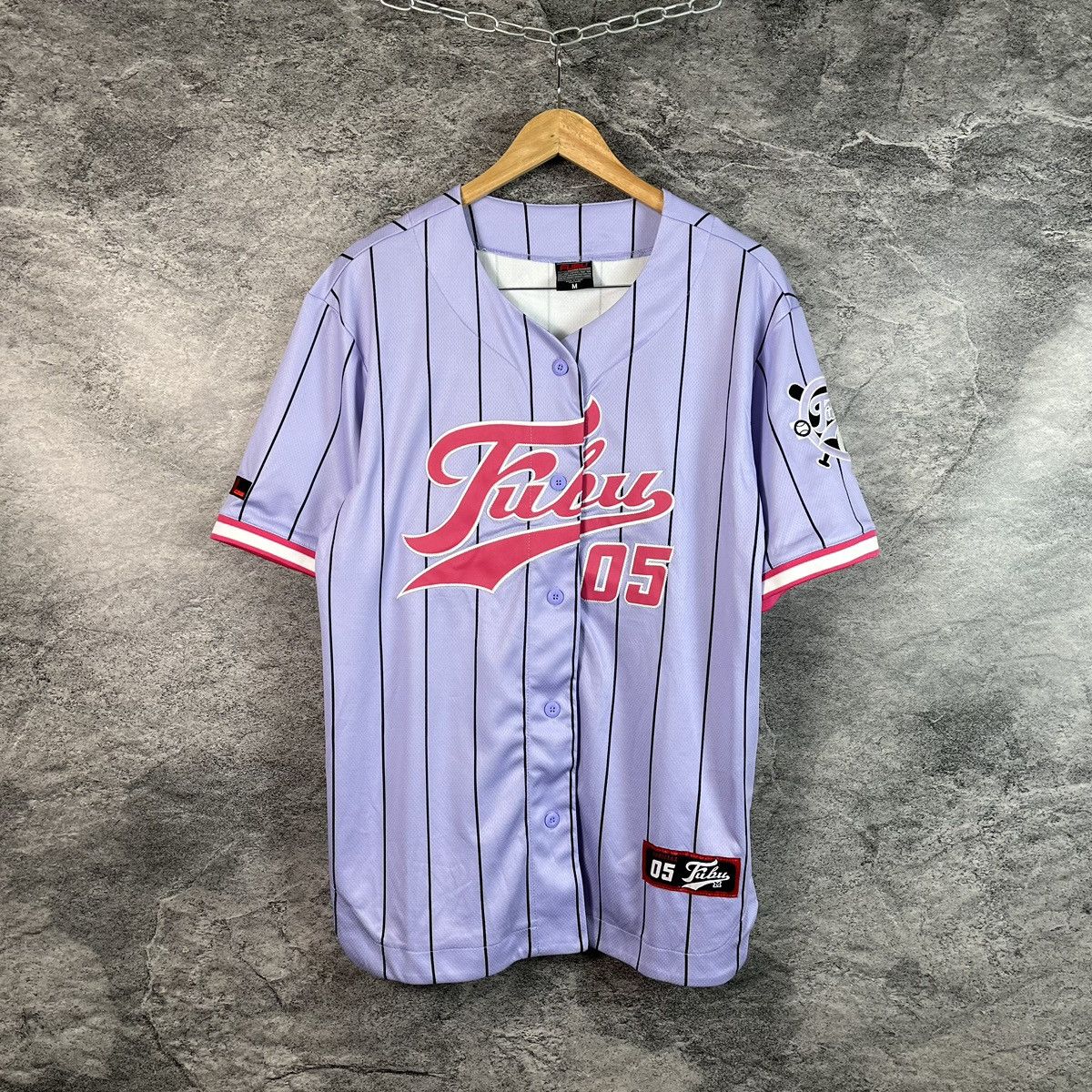Fubu × Vintage Fubu 05 Purple Baseball Jersey Vintage Striped Drip Y2K ...