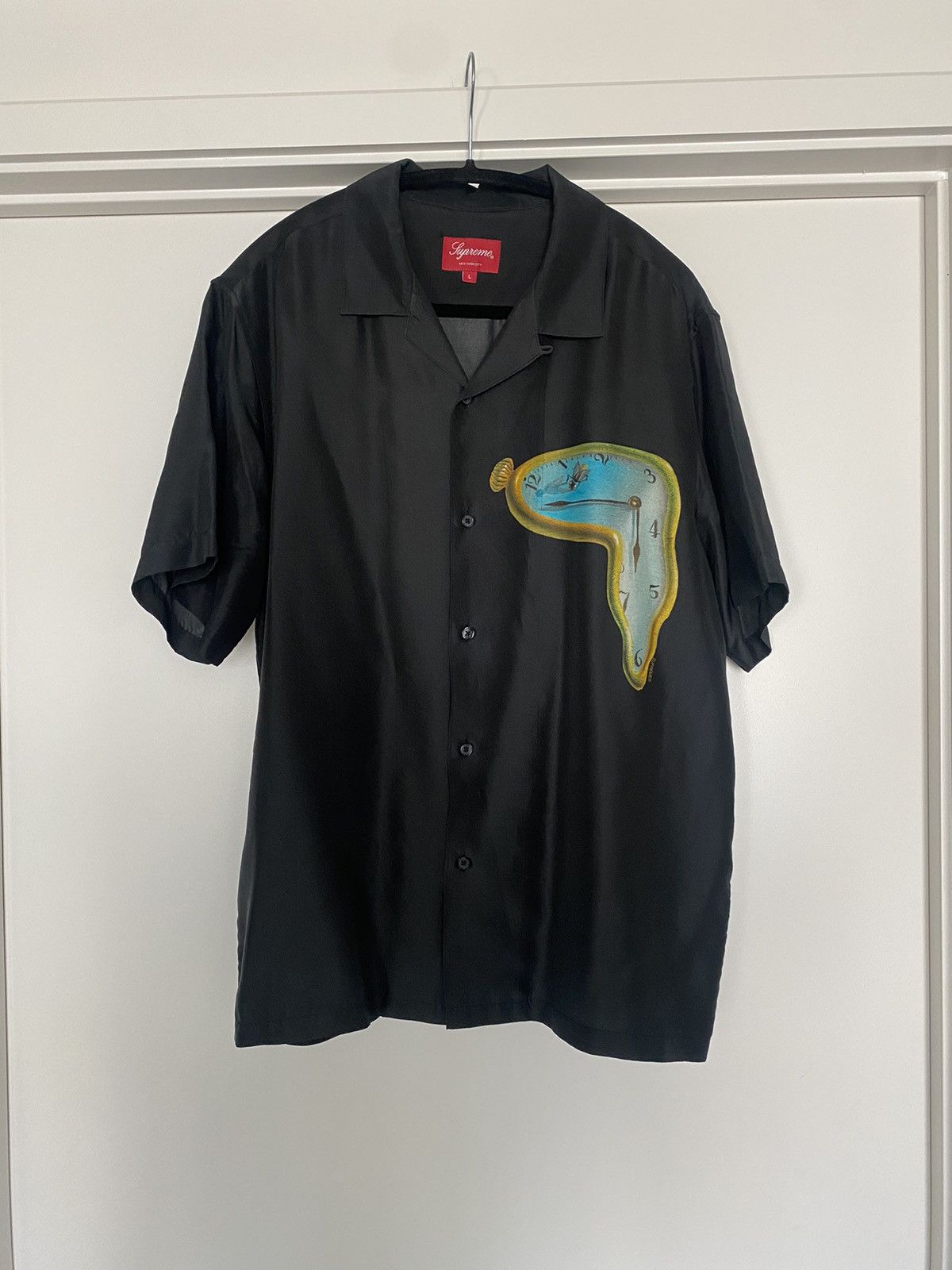 Supreme Supreme X Salvador Dali Melting Clock Silk Button Up Shirt ...