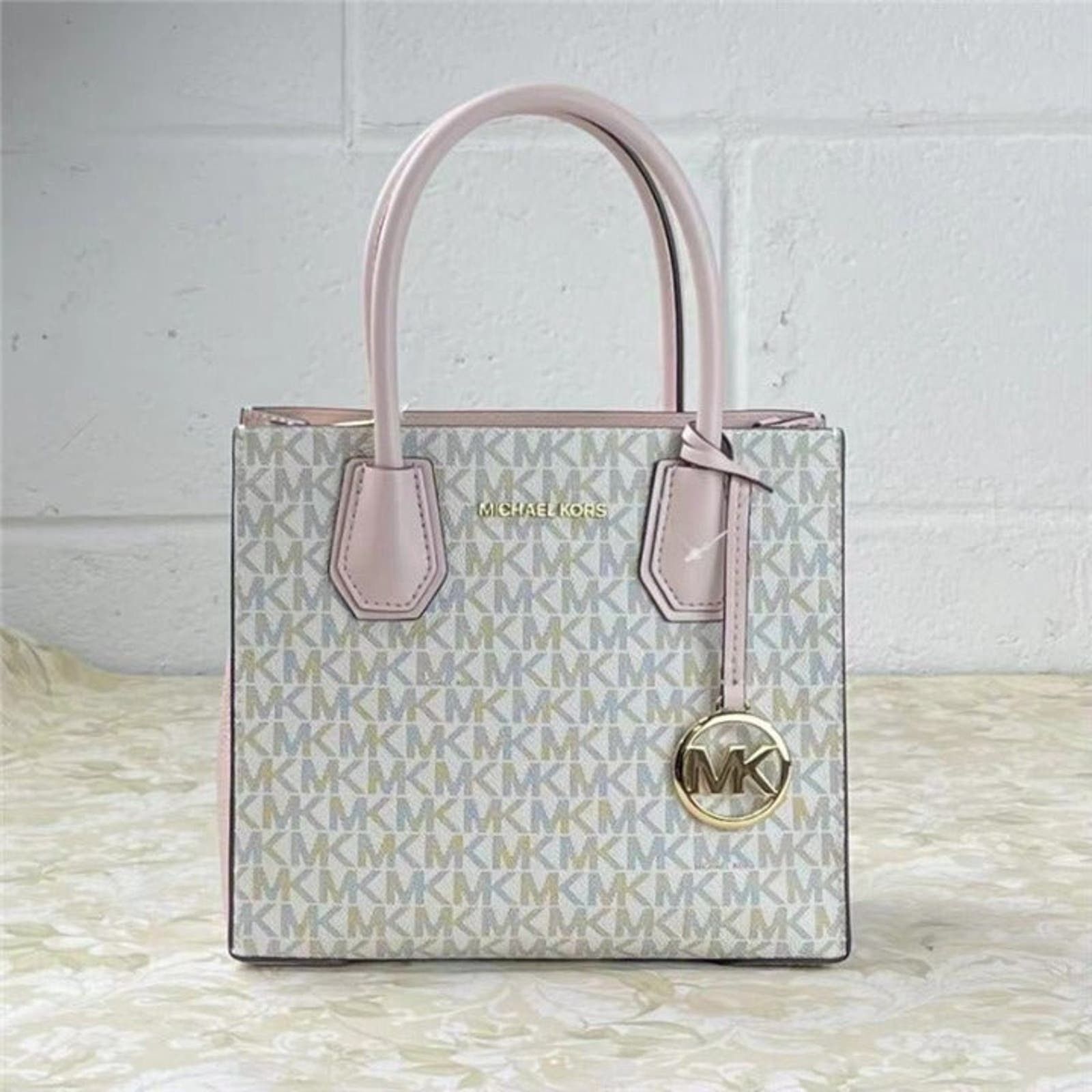 Michael Kors MICHAEL KORS MERCER MD SATCHEL MESSENGER BAG VANILLA PINK ...