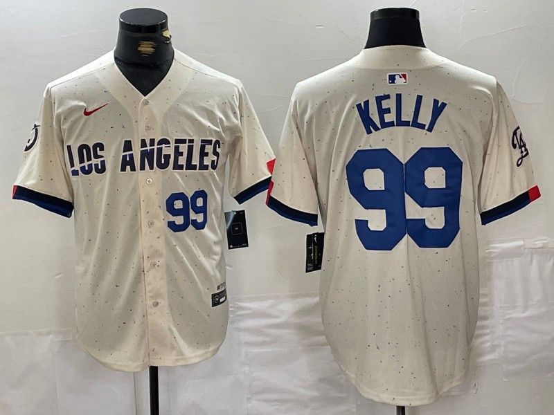 Custom Men Los Angeles Dodgers #99 Joe Kelly Jersey Cream | Grailed