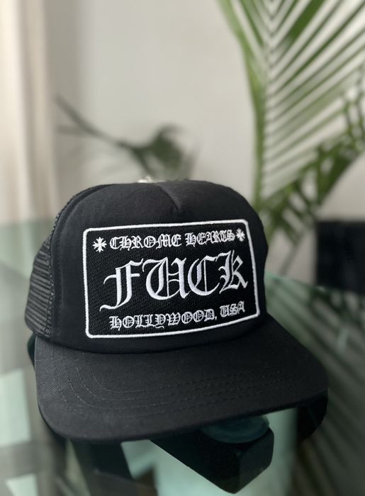 Chrome Hearts FUCK HOLLYWOOD BLACK SNAPBACK TRUCKER | Grailed