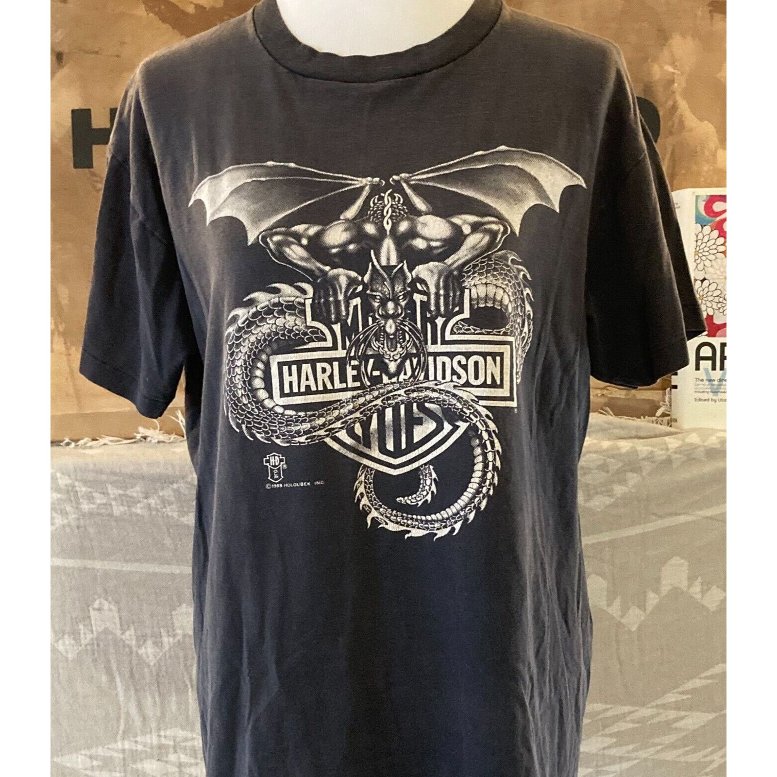 Harley Davidson RARE 1988 Vintage Harley Davidson Gargoyle Serpent T ...