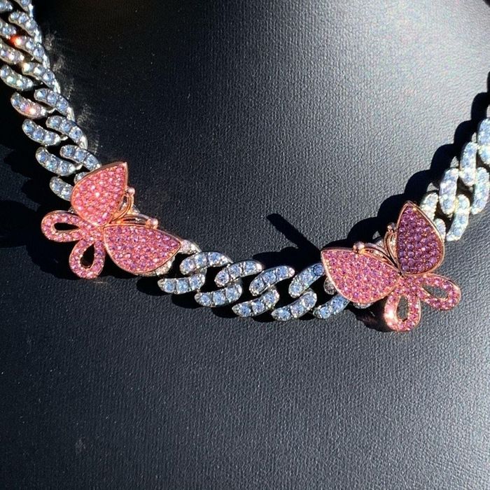 Cuban Link Chain Butterfly Cuban Link Choker | Butterfly Necklace White ...