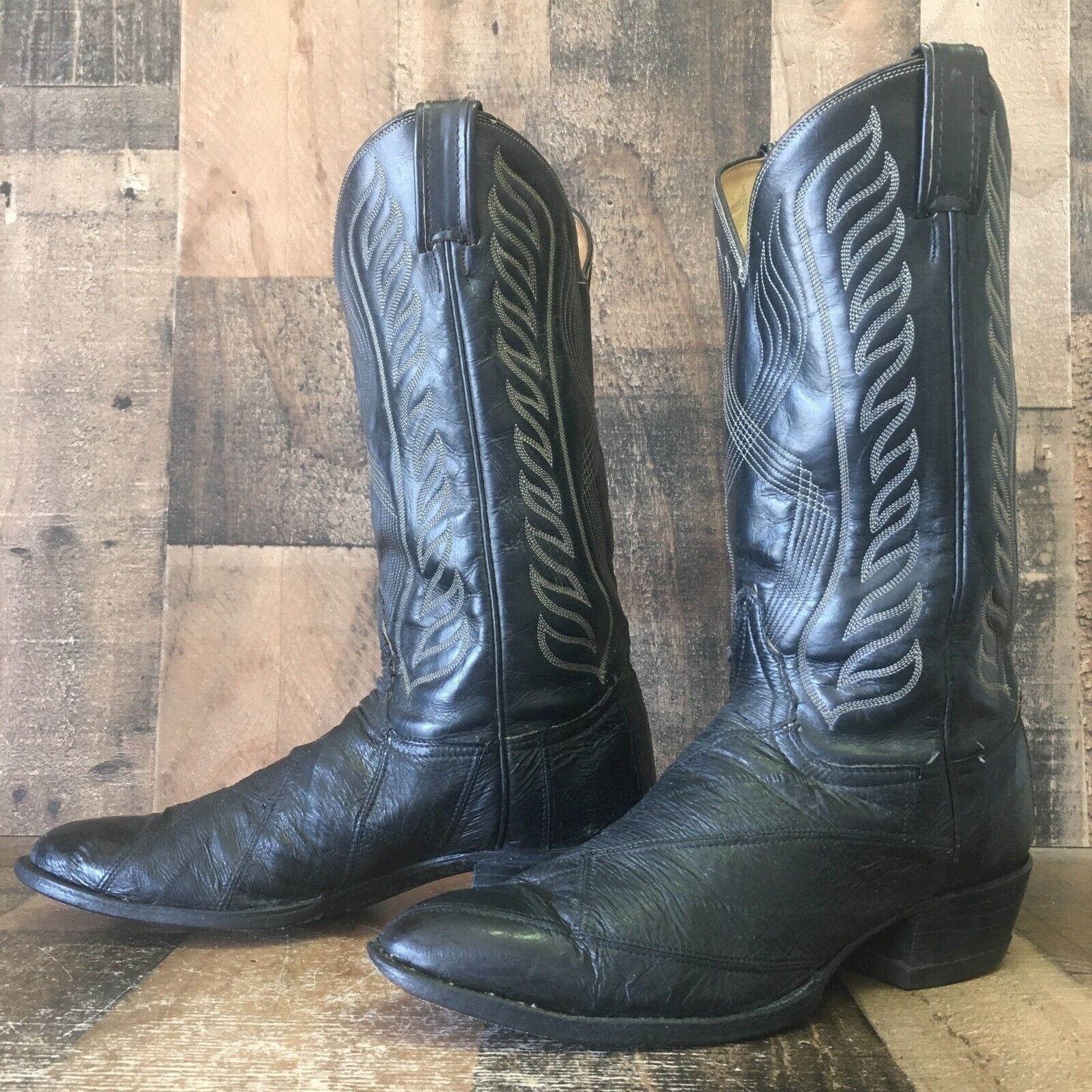 Tony Lama Tony Lama Vintage 8267 Eel Gold Label Cowboy Boots Men 9.5 D ...