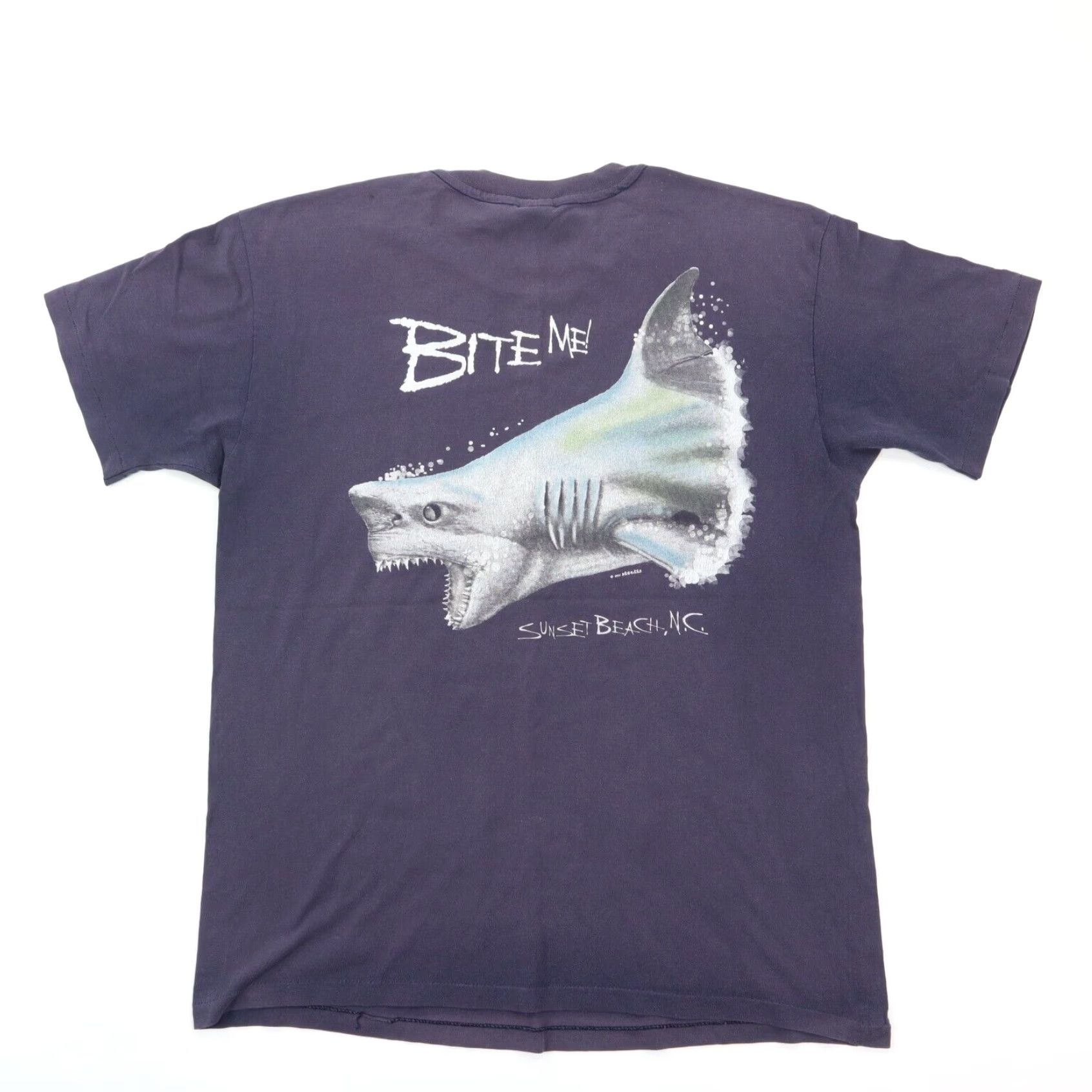 Anvil Bite Me Shark Mens T-Shirt XL Extra Large Vintage 90s Single ...