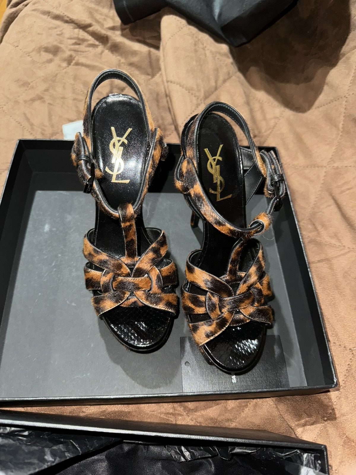 Yves Saint Laurent YSL tribute 105 sandals pony hair. | Grailed