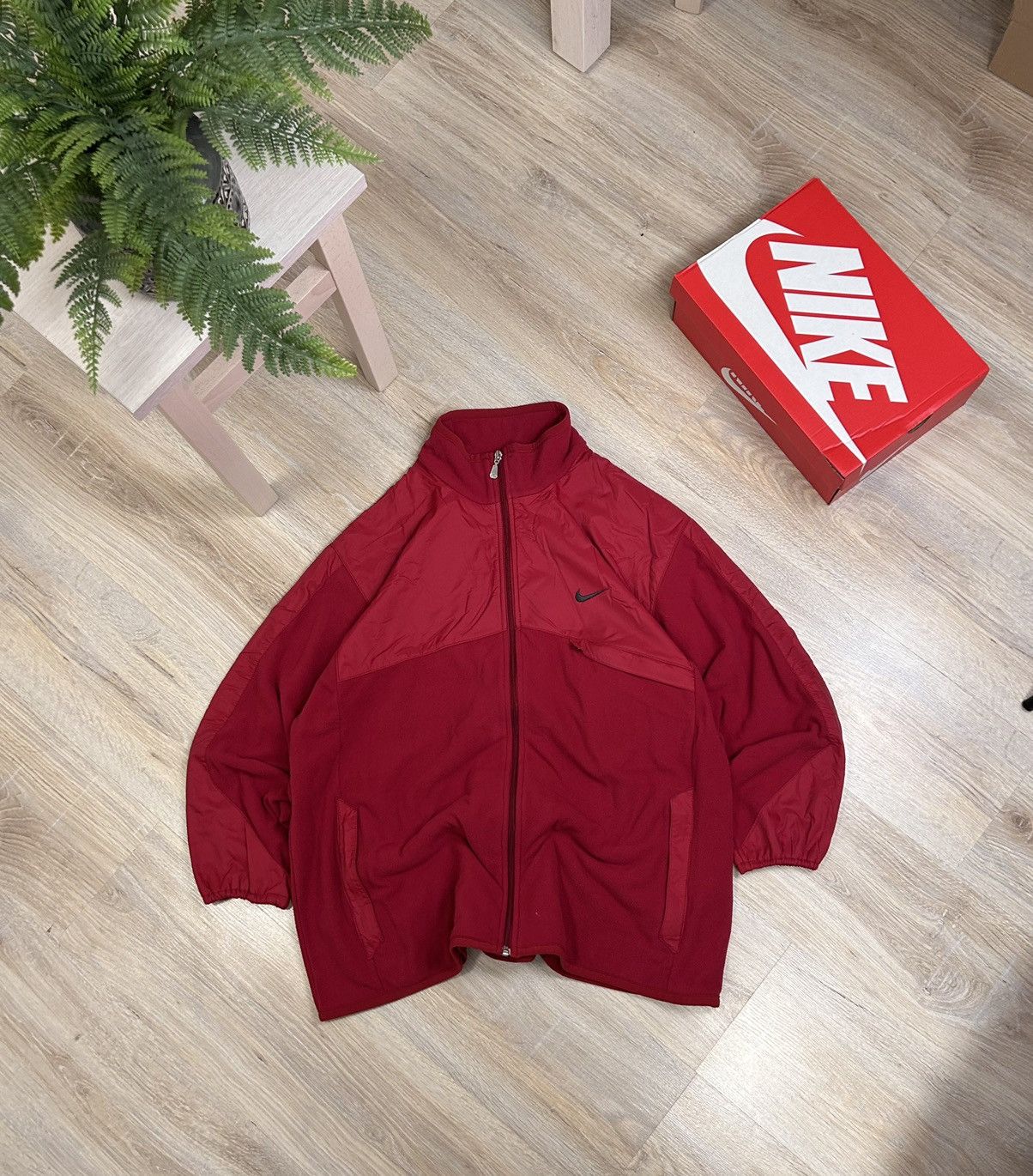 Nike × Streetwear × Vintage 00s Vintage Nike Fleece Retro Jacket Swoosh ...