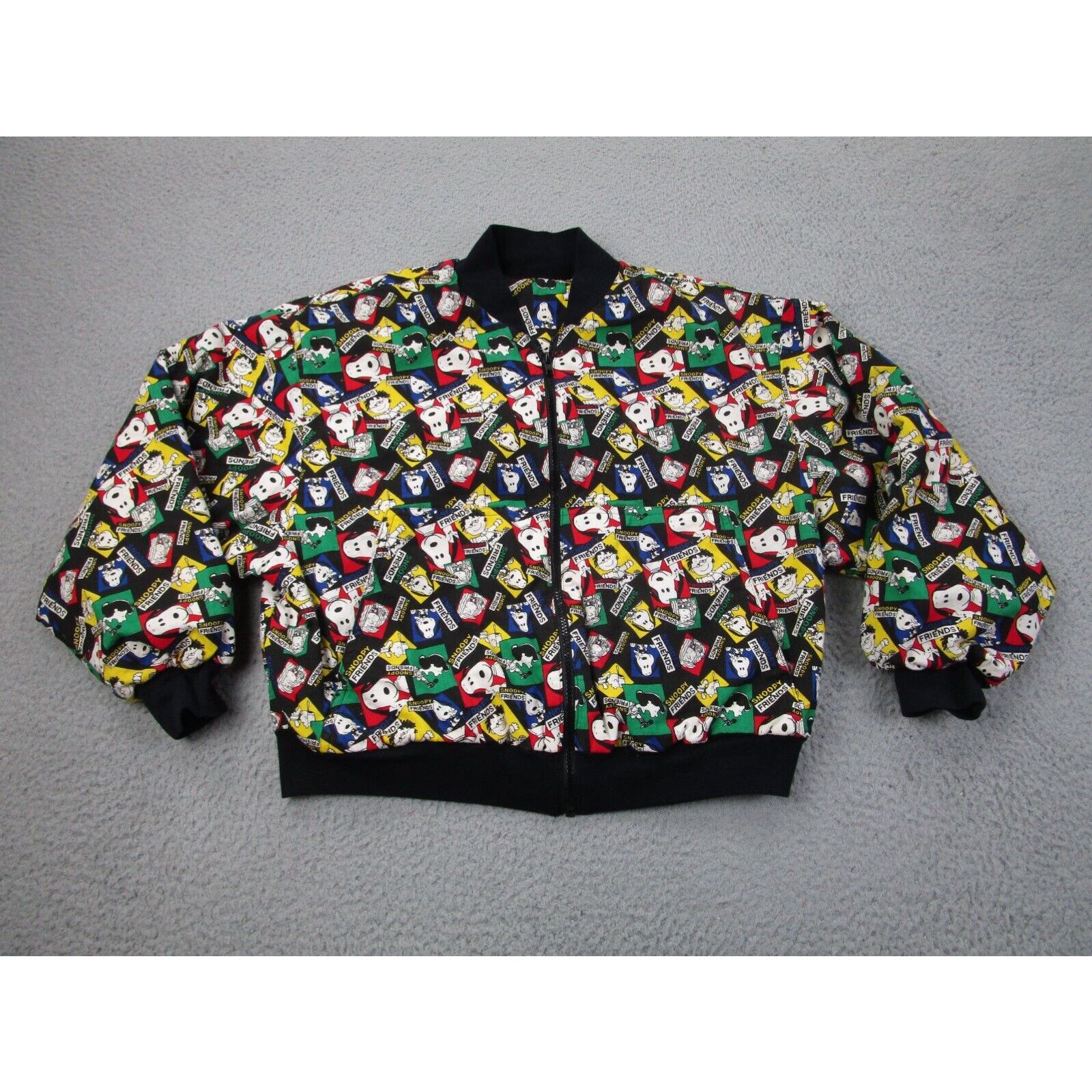 Peanuts VINTAGE Peanuts Jacket Womens L Snoopy All Over Print Bomber ...