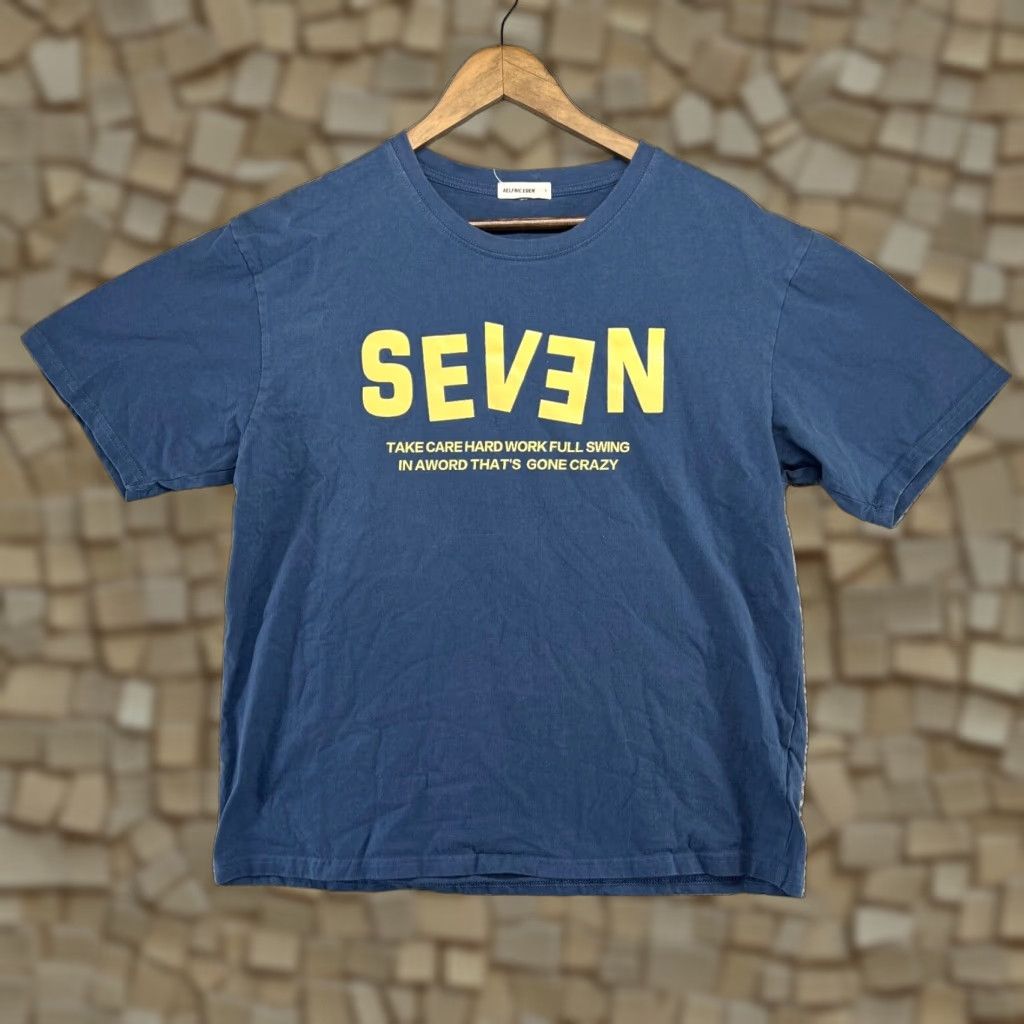 Vintage Seven Spellout Men's Large Extra Large XL Blue Aelfric Eden Streetwear Shirt | Grailed