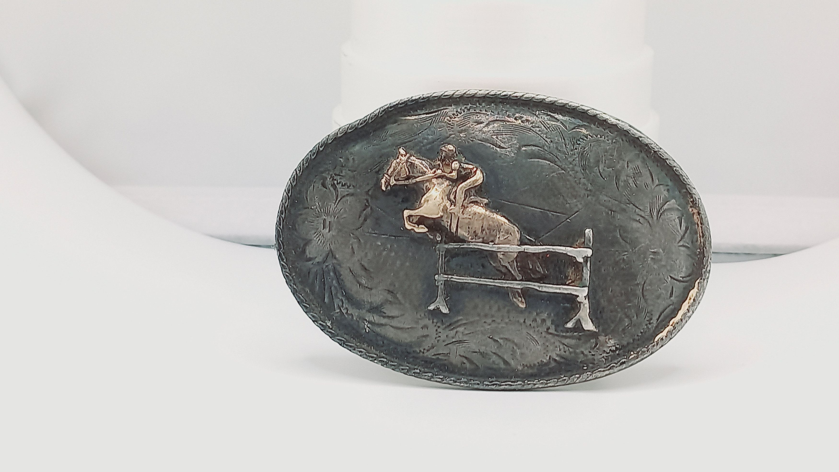 Designer Sterling Silver & 10K Gold Belt Buckle Sunset Trails Horse ...