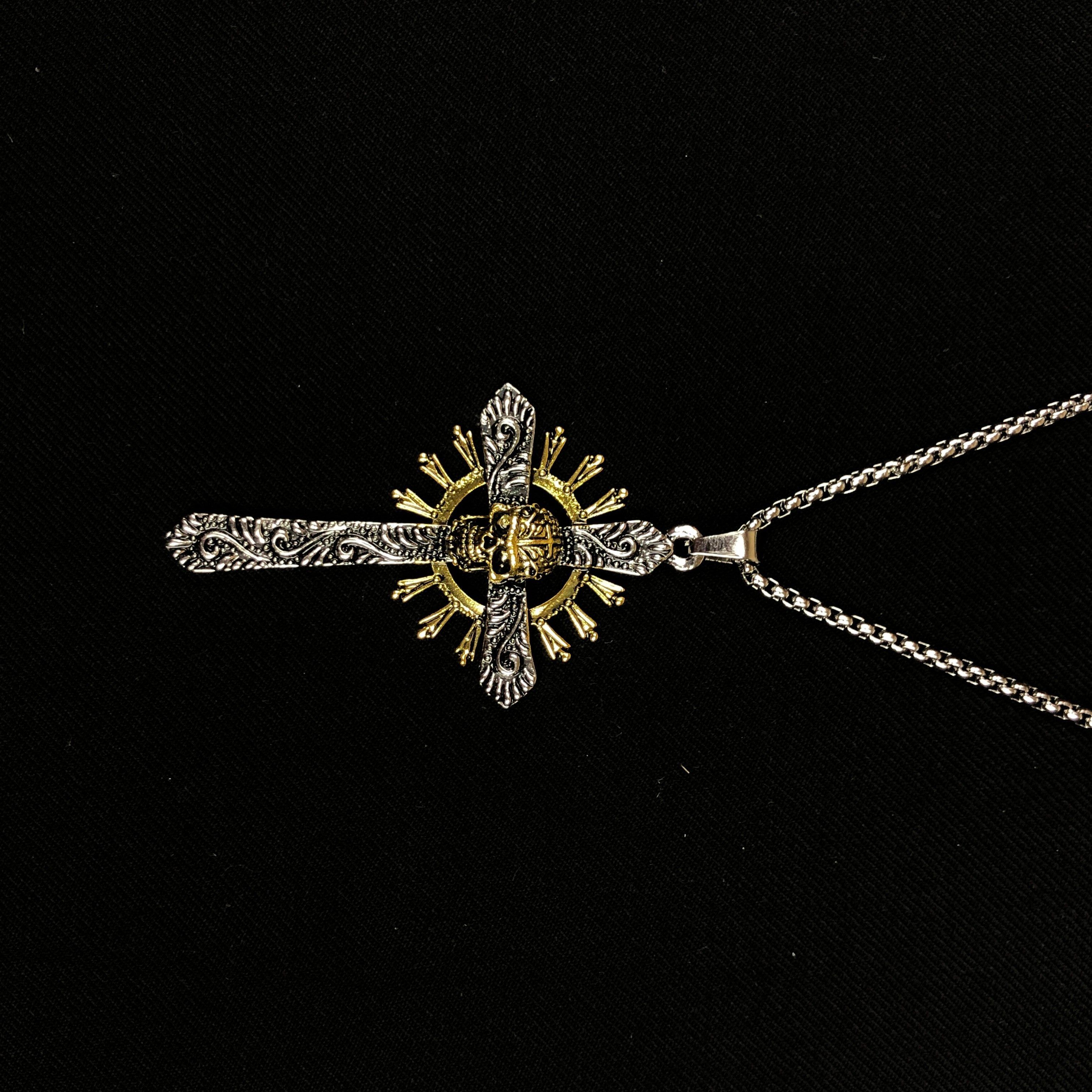 Vintage Skull Cross Necklace Punk Chain Y2K Opium | Grailed
