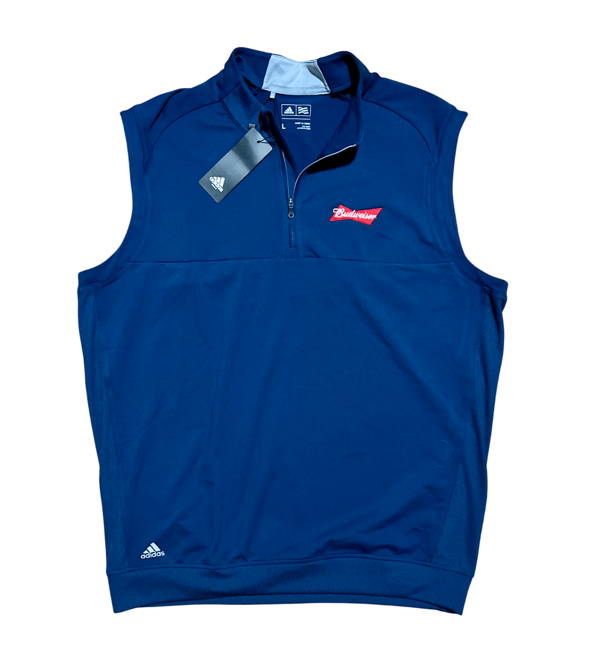 Adidas Budweiser Adidas Embroidered Navy Quarter Zip Vest | Grailed