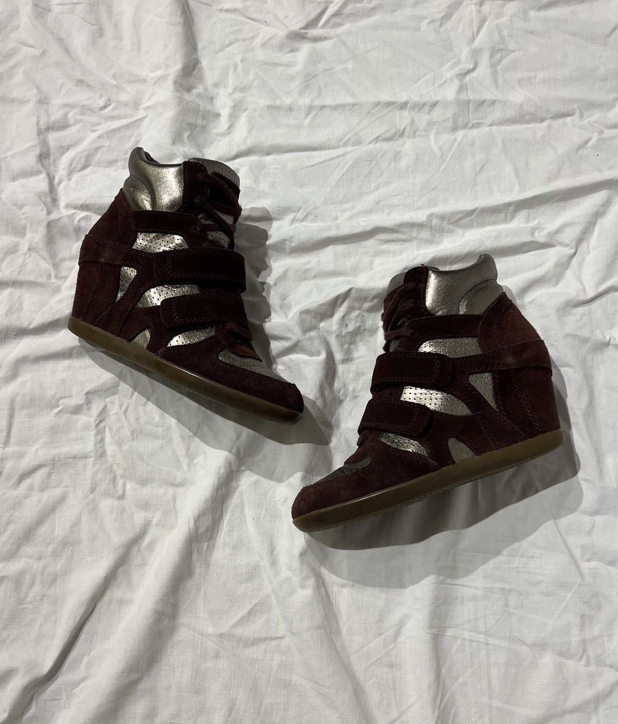 Avant Garde × Streetwear Suede hi top wedge sneakers | Grailed