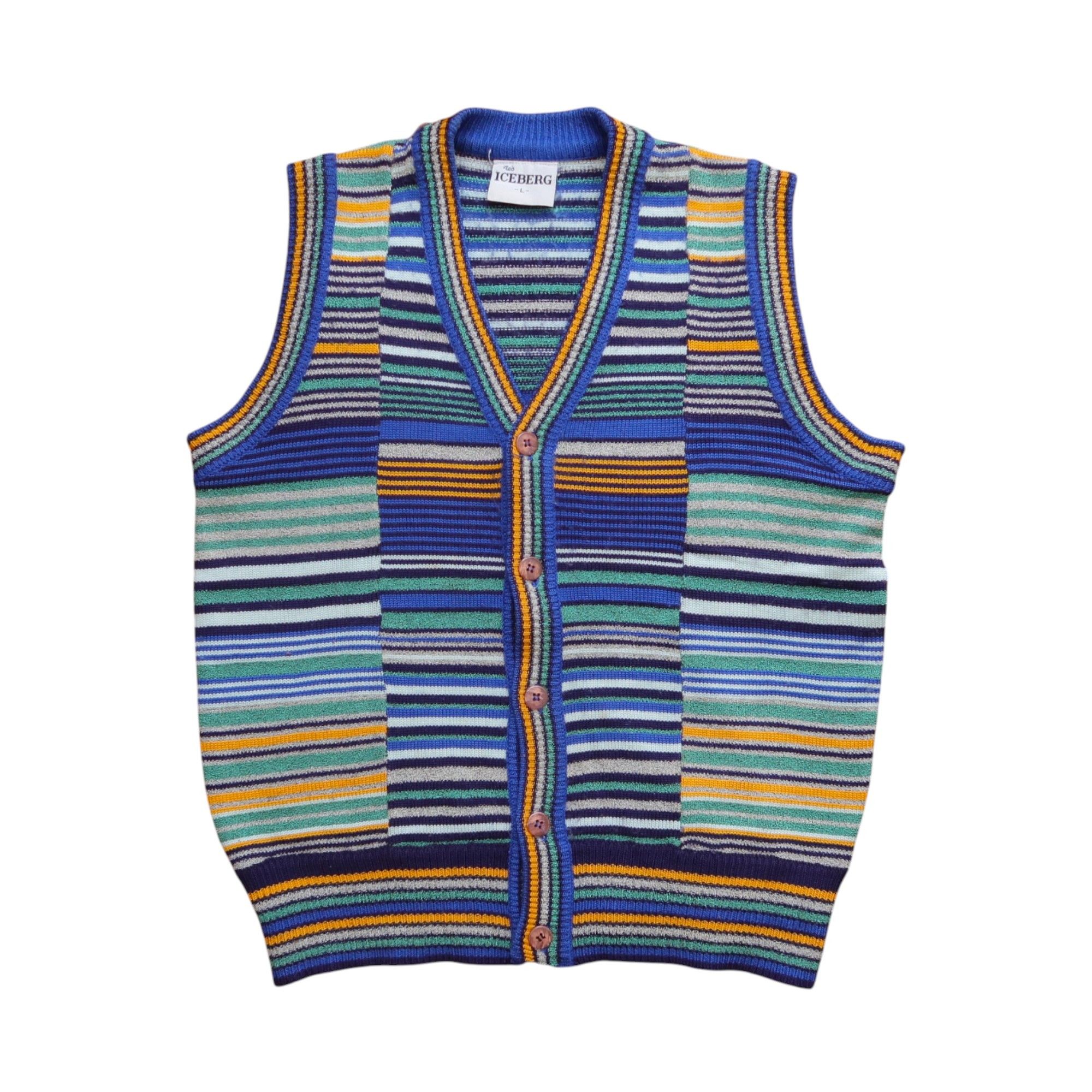 Iceberg 1990s Iceberg x Led Psychedelic Stripe Knitted Mohair Vest ...