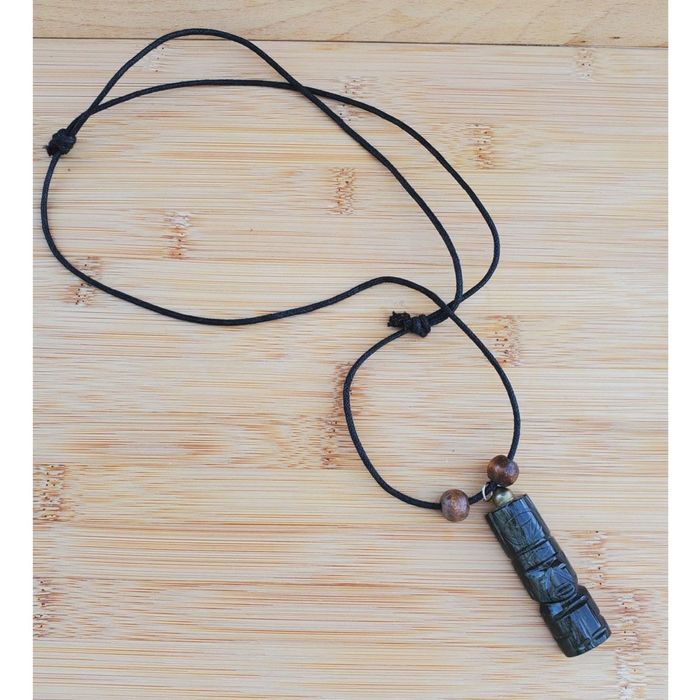 Handmade Tiki Totem Pole Statement Pendant Necklace Rope Adjustable ...