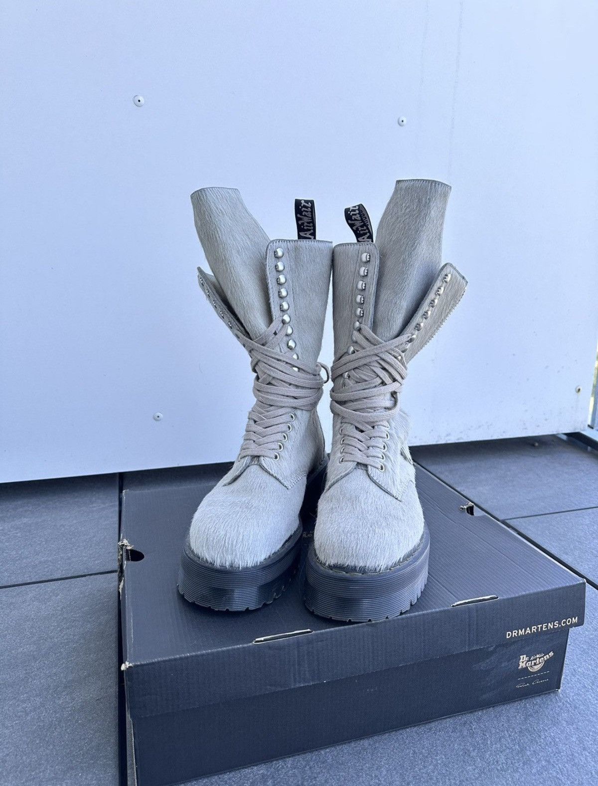 Dr. Martens × Rick Owens Rick Owen’s x Doc Martin Fur Boots | Grailed