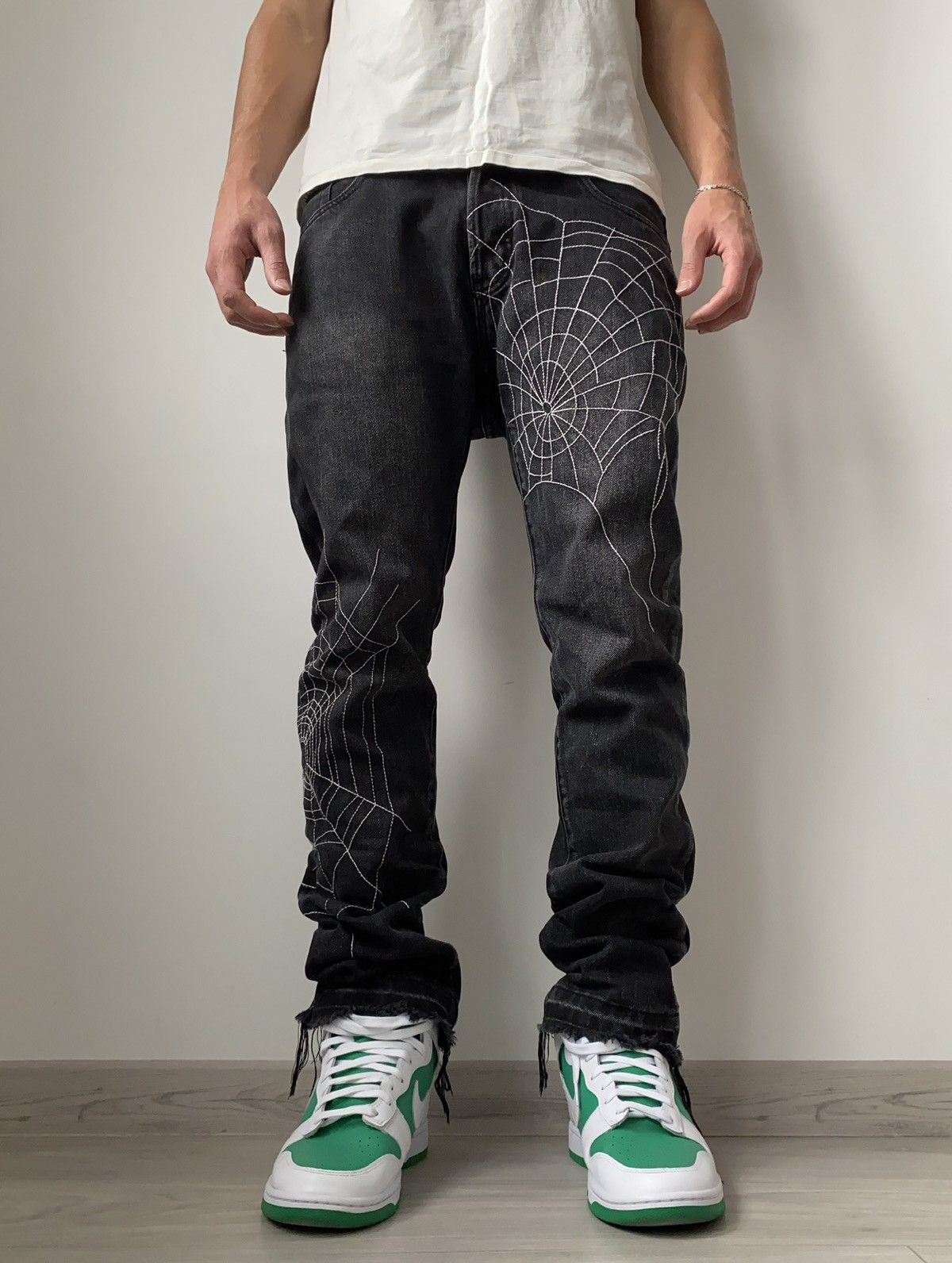 Streetwear MNML Spider Web Dark Washed Denim Jeans | Grailed