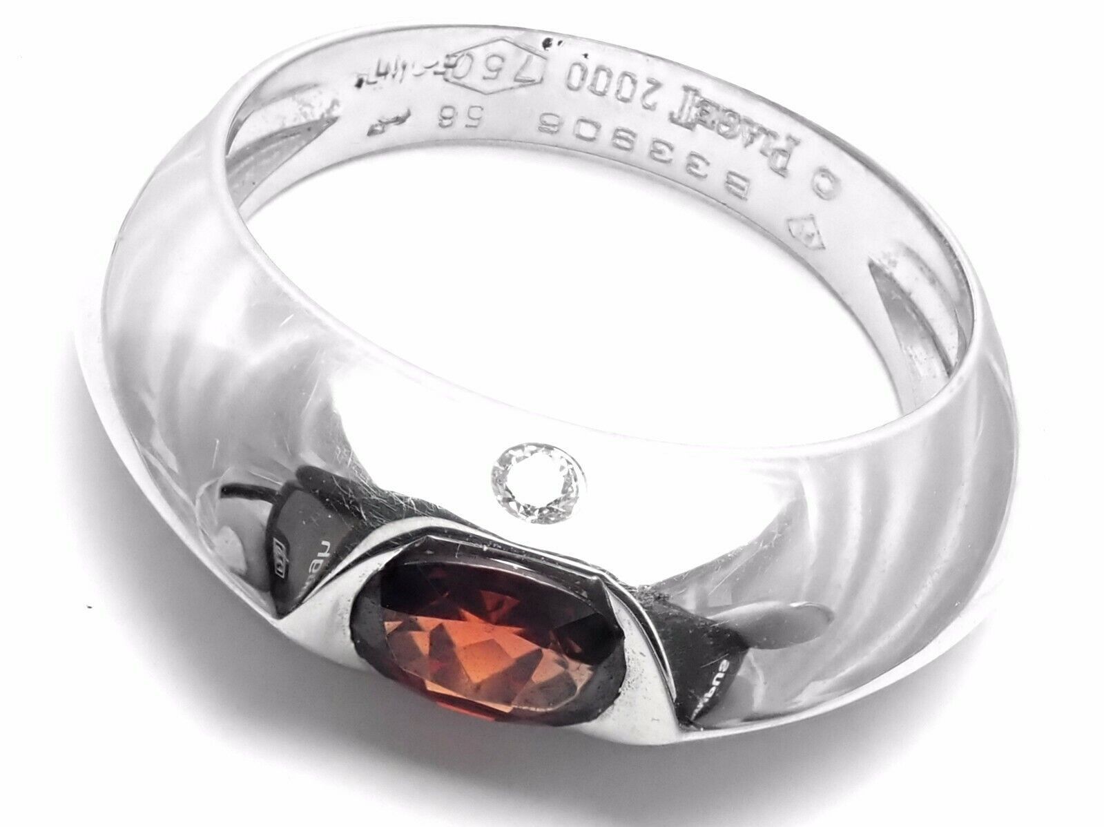 Piaget Piaget White Gold Diamond Garnet Modern Dome Band Ring Cert ...