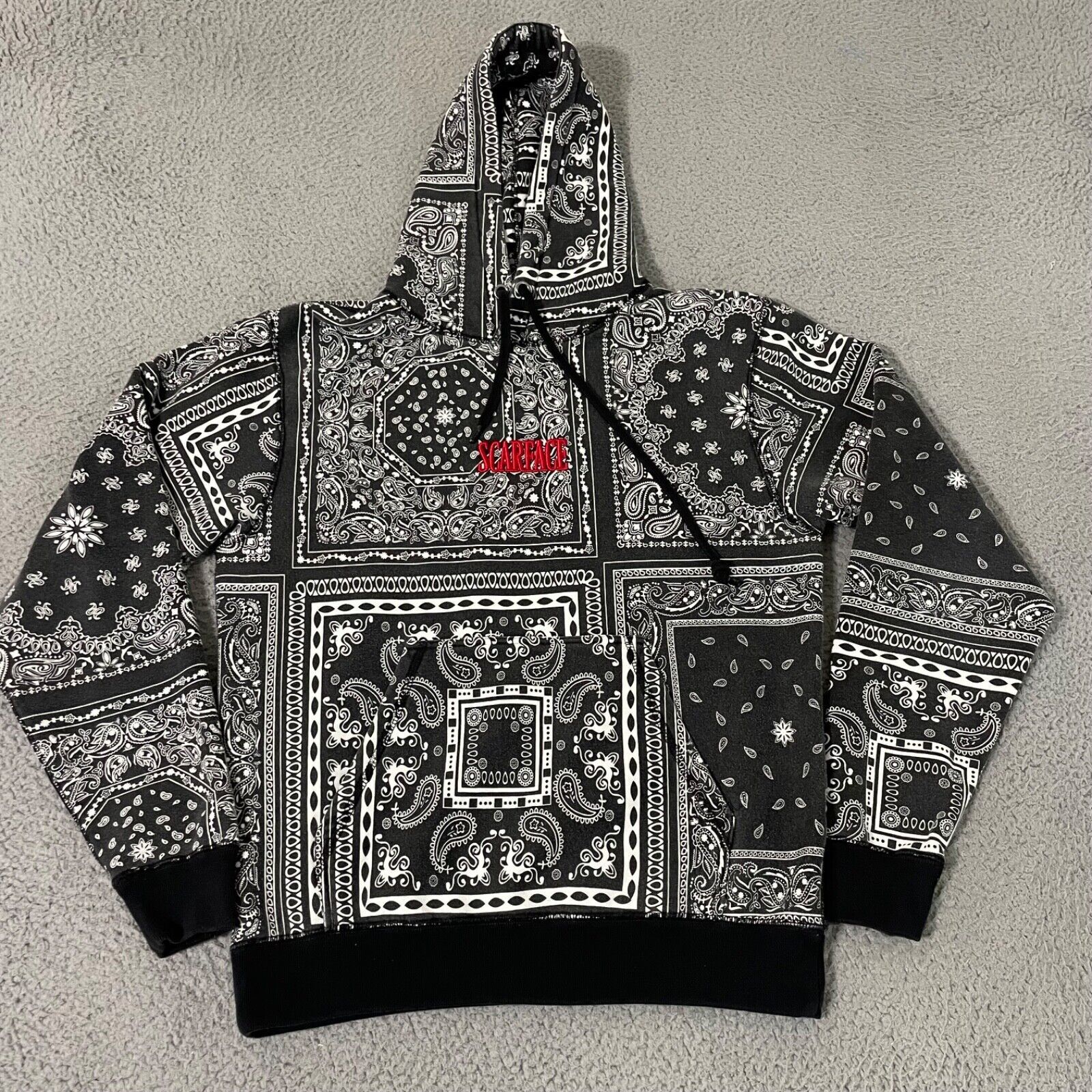 Palace Shoe Palace Scarface Hoodie Mens Small Black Pullover Paisley ...