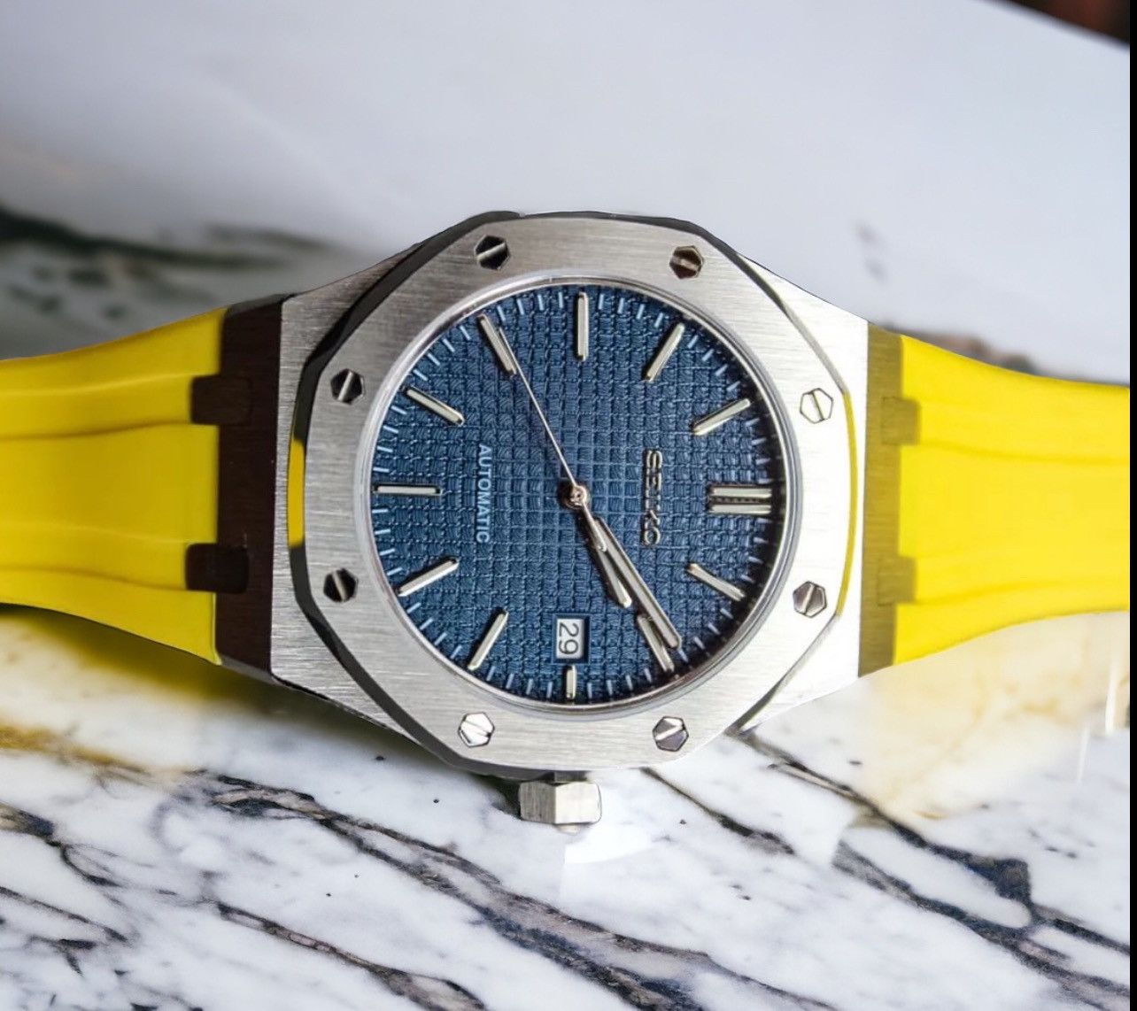 Seiko Seiko Mod Royal Oak Navy Dial Steel Strap 41mm Watch | Grailed