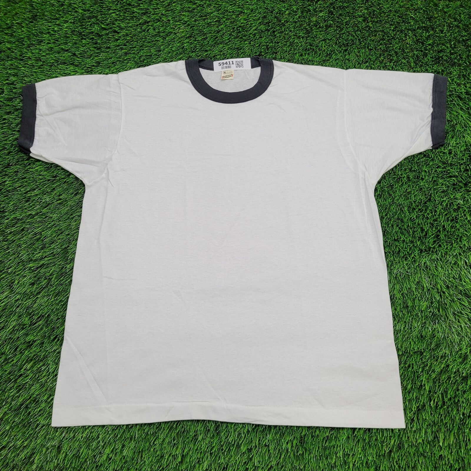 Screen Stars 80s Rockabilly Ringer Shirt XL 21x26 White Single-Stitch | Grailed