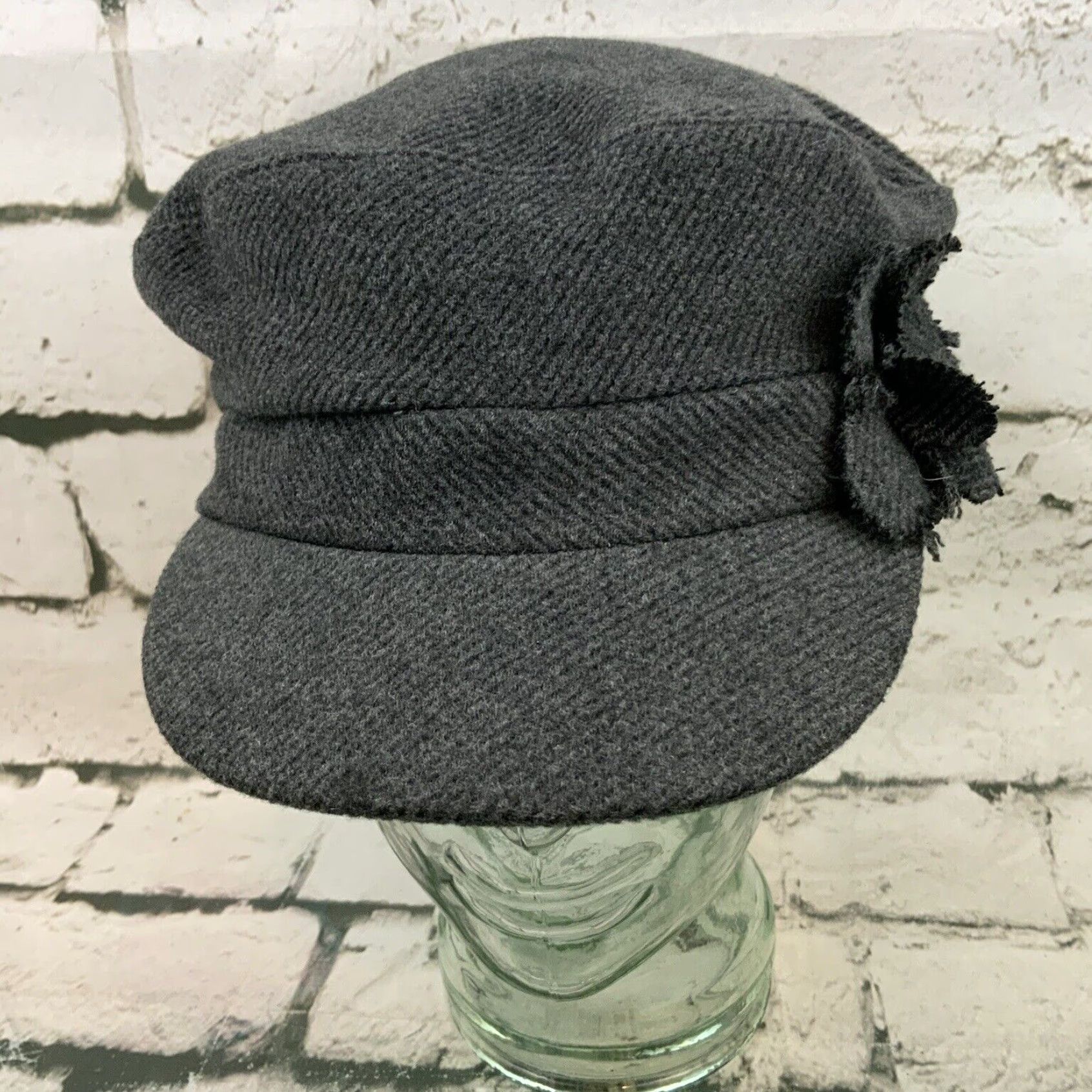 Vintage Cute Floral Accent Adorned Gray Army Style Cap for Women | Grailed