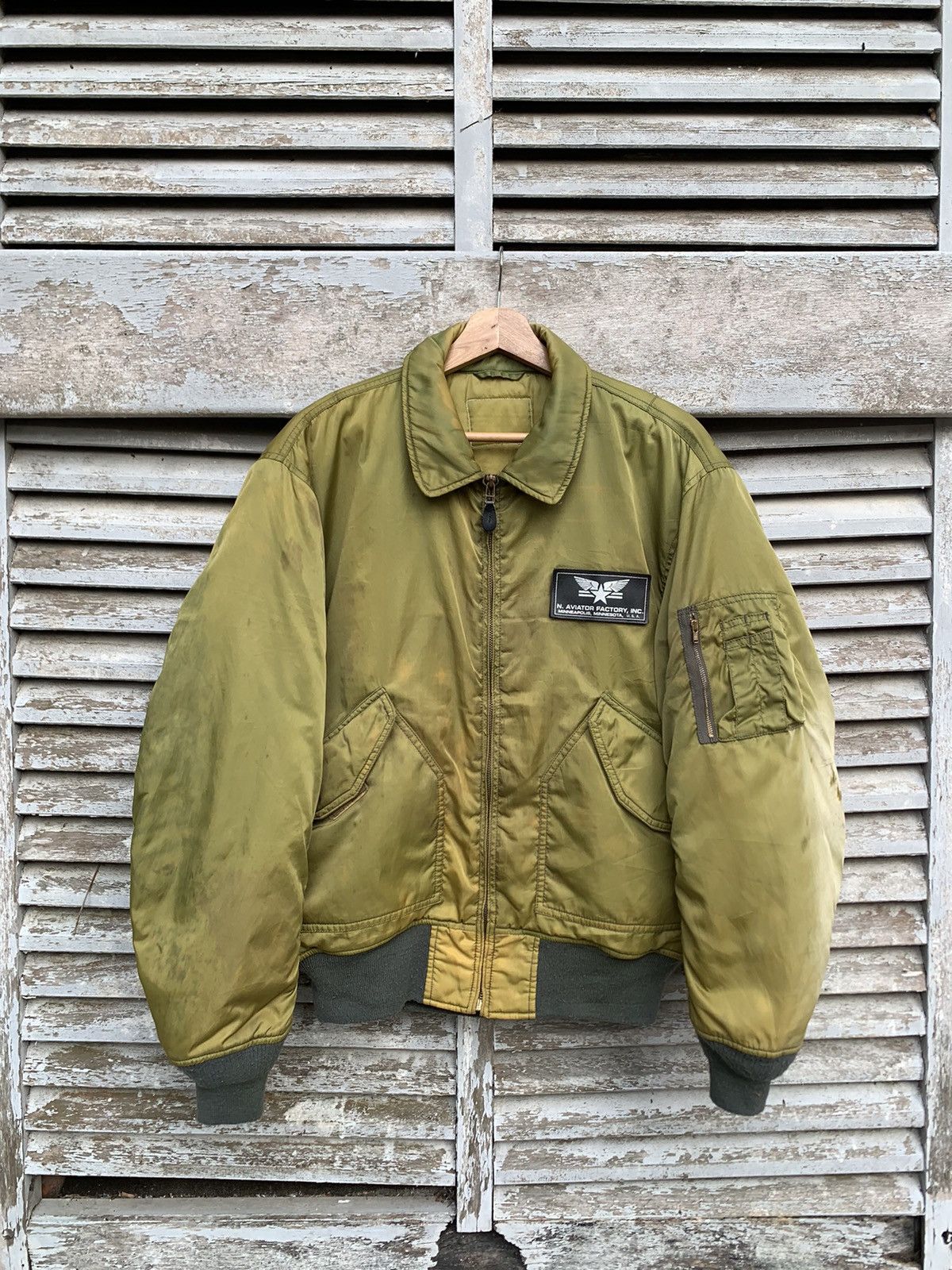 Vintage 🪖VINTAGE THRASHED MA-1 MAN INTERMEDIATE BOMBER JACKET | Grailed