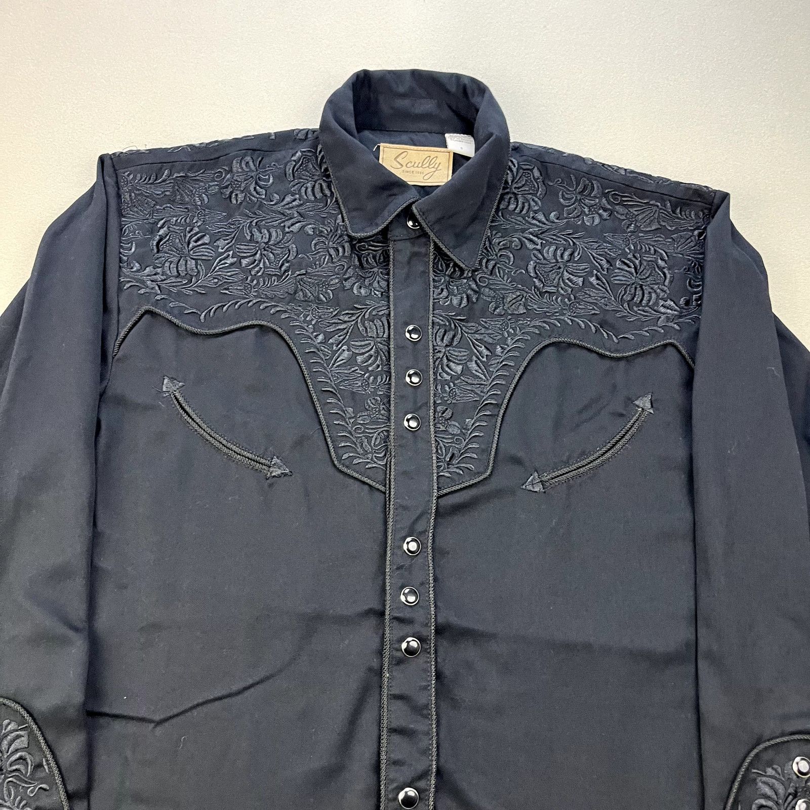 Scully Leather Scully Western Shirt Small Pearl Snap Floral Embroidery ...