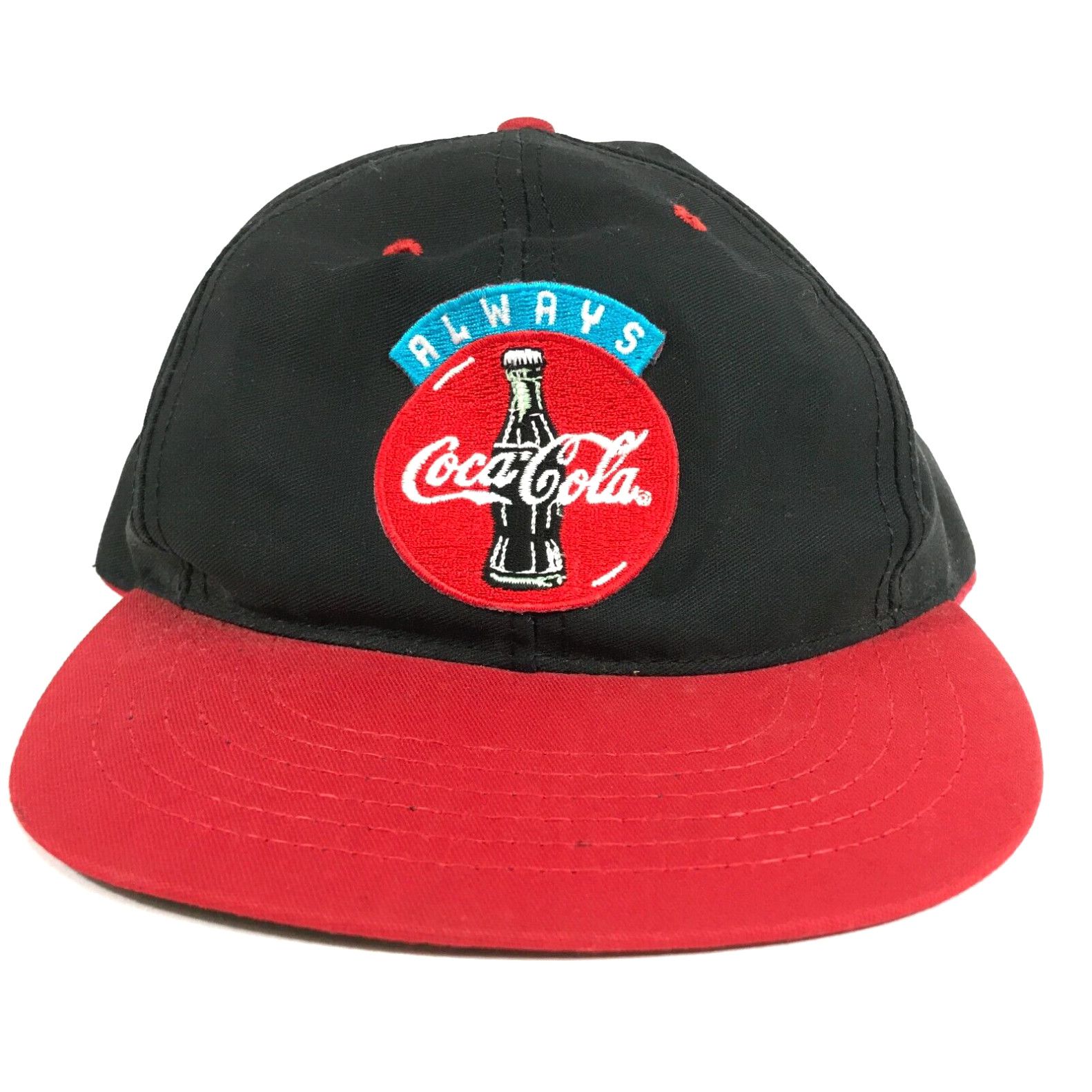Vintage Authentic Black and Red Center Logo Coca Cola Snapback Hat with ...