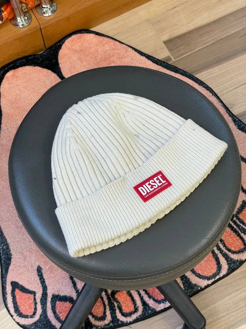 Diesel Diesel Streetwear Big Logo White Knit Hat | Grailed