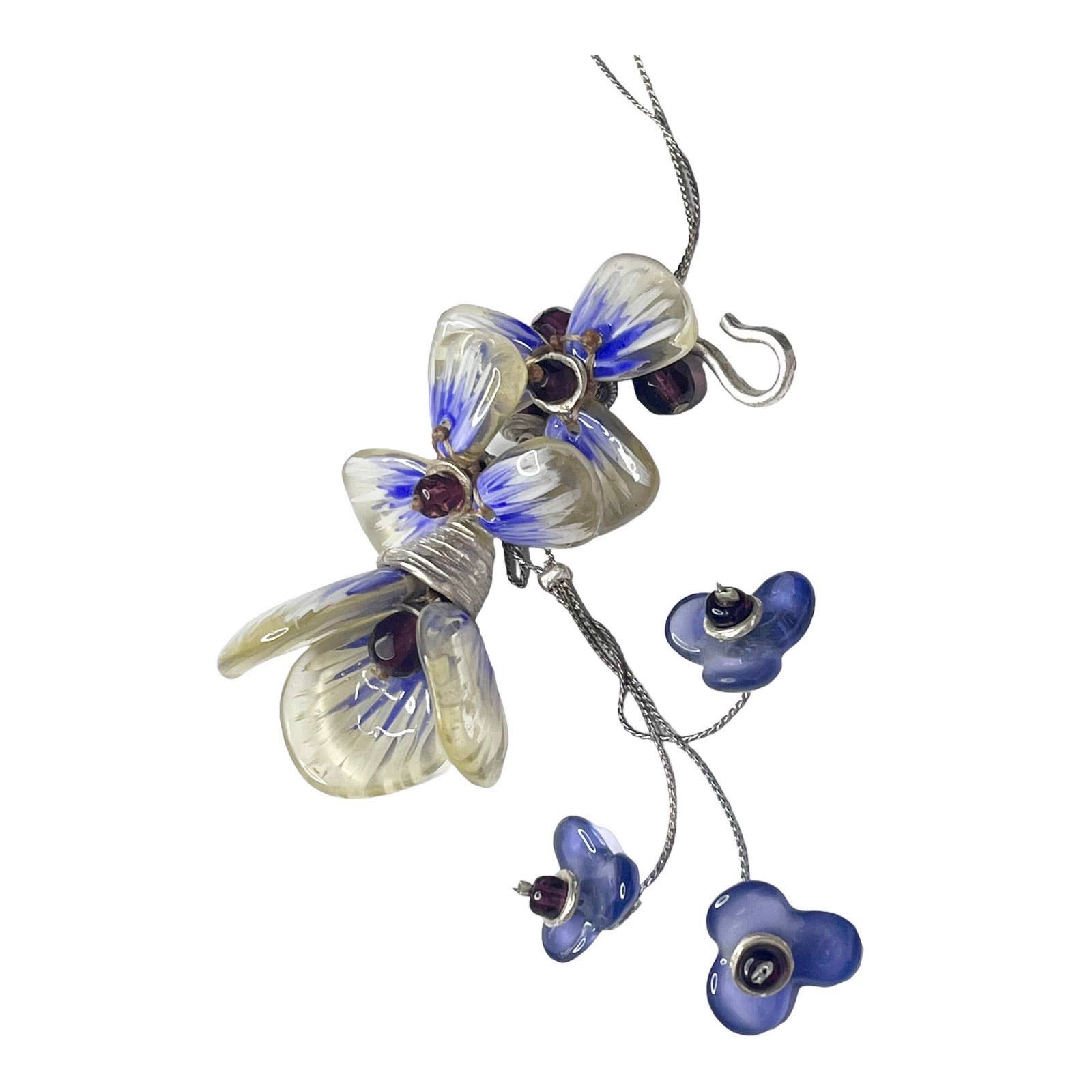 Vintage Lalo FLOWERS NECKLACE Purple Resin Violets Silver Chain Y2k ...