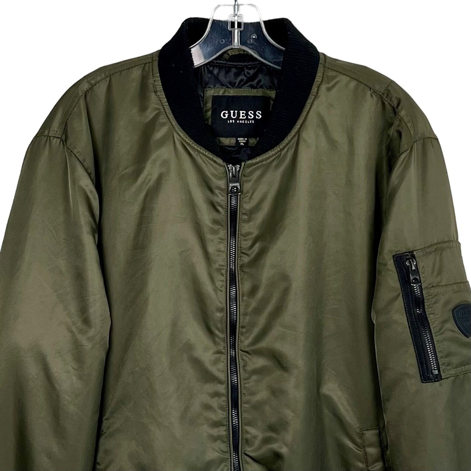 Guess Guess Los Angeles Men's Bomber Jacket Size XL Green Quilted | Grailed