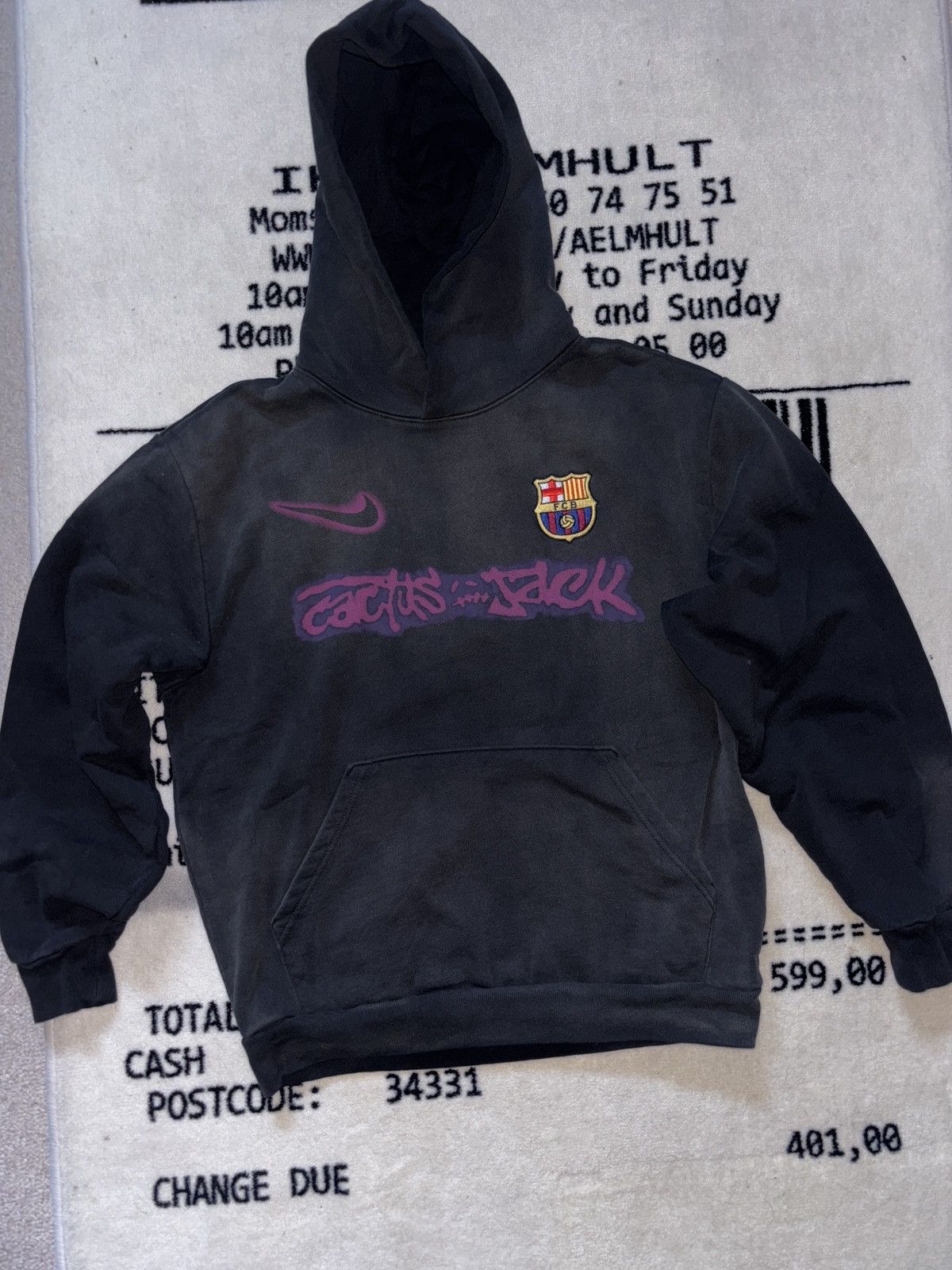 Travis Scott CJ x NIKE x FCB SPRAY LOGO HOODIE | Grailed
