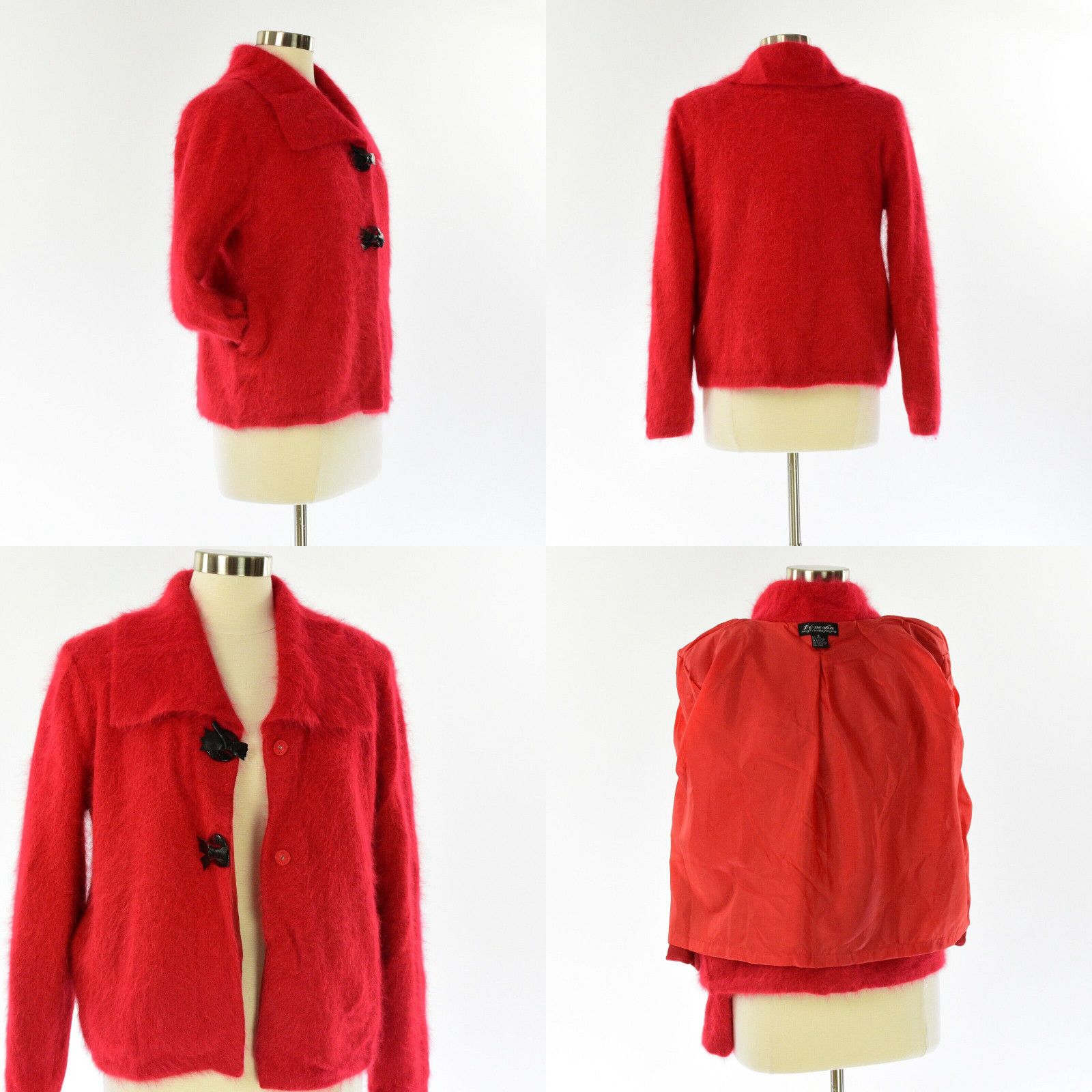 Vintage 80s Vintage Womens S Venesha Red Angora Jacket Oversized Fuzzy ...