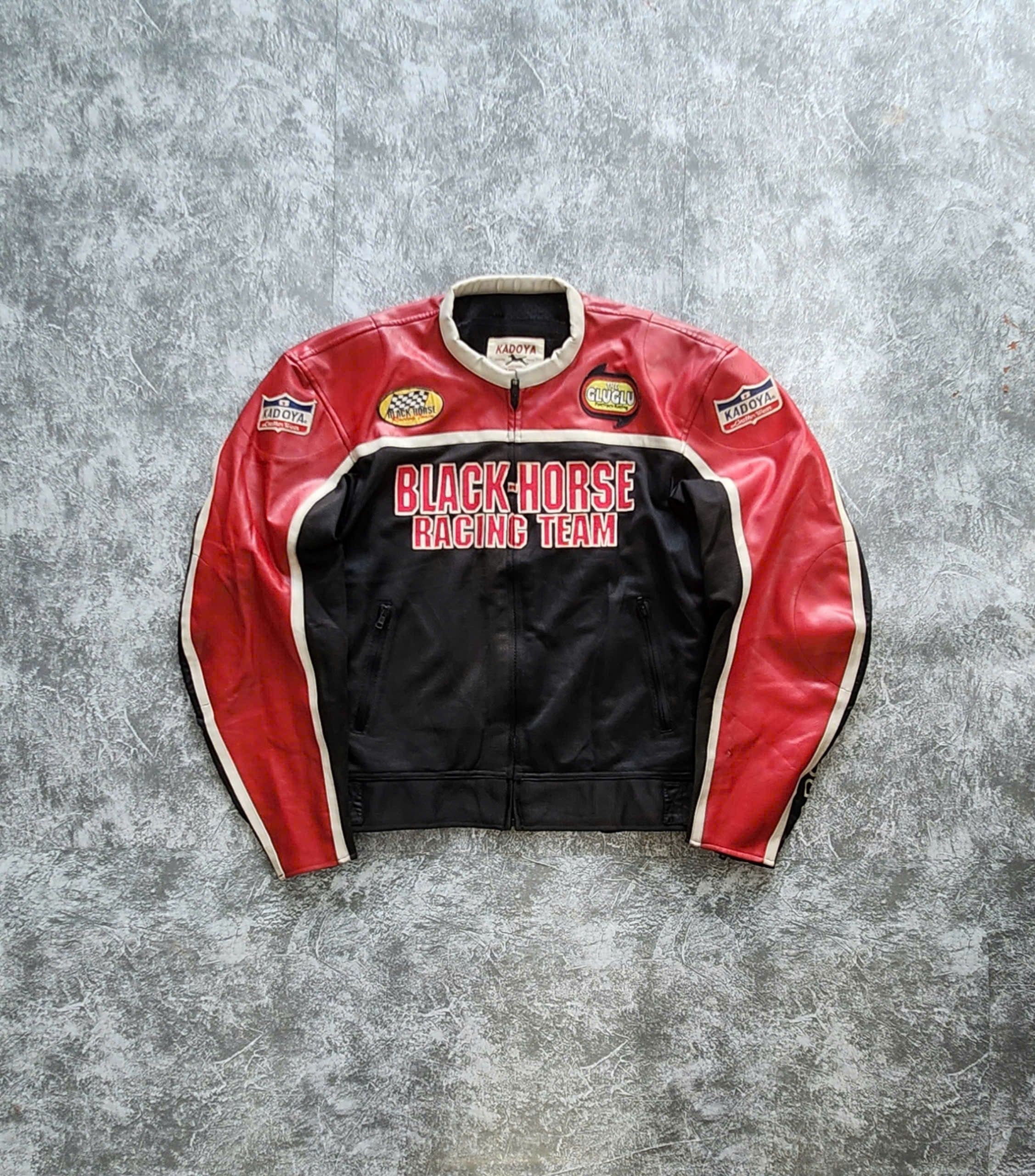 Kadoya Kadoya vintage "Black horse" racing leather jacket | Grailed