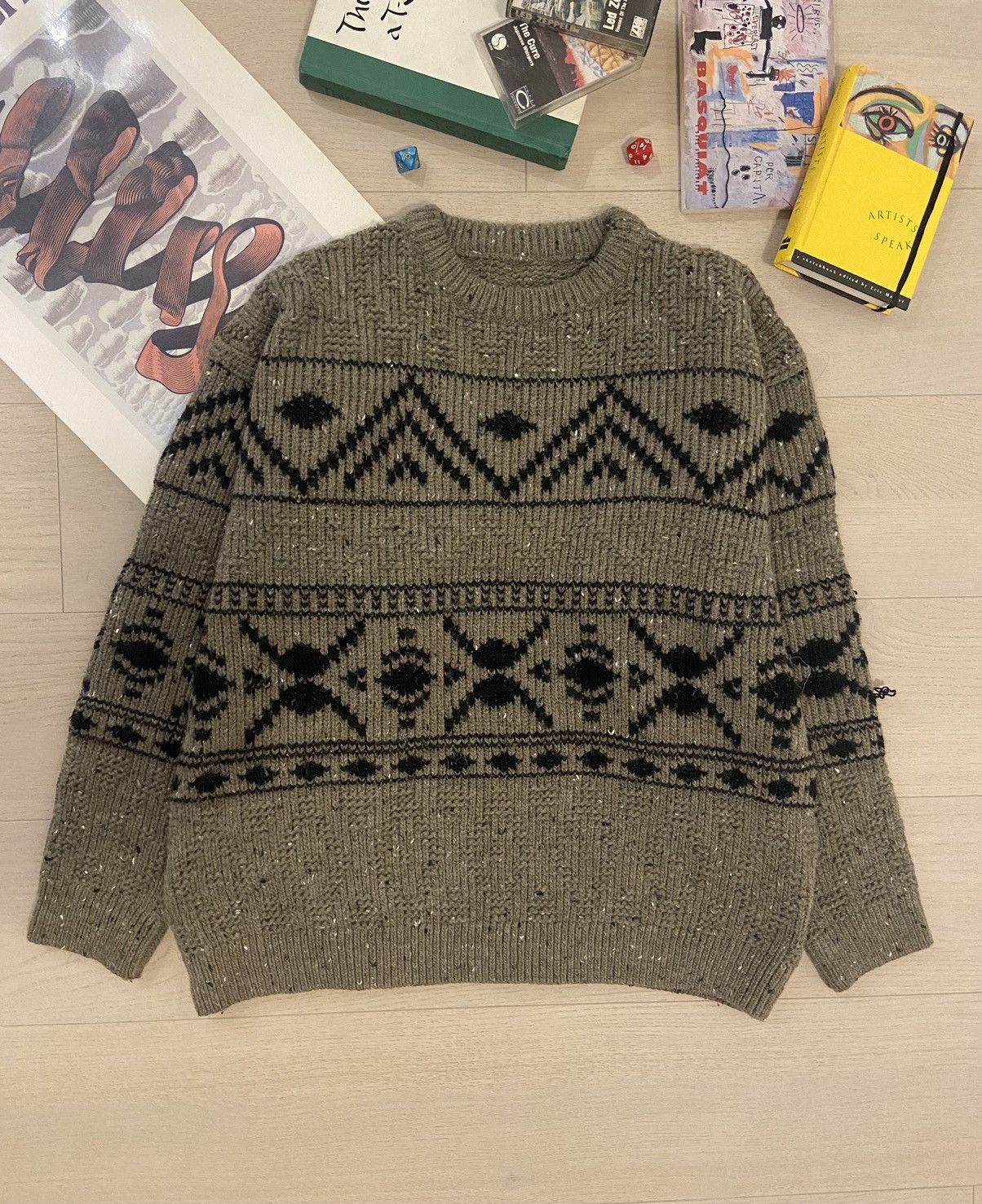 Streetwear × Vintage 1980'S AZTEC KNIT PATTERN SWEATER | Grailed