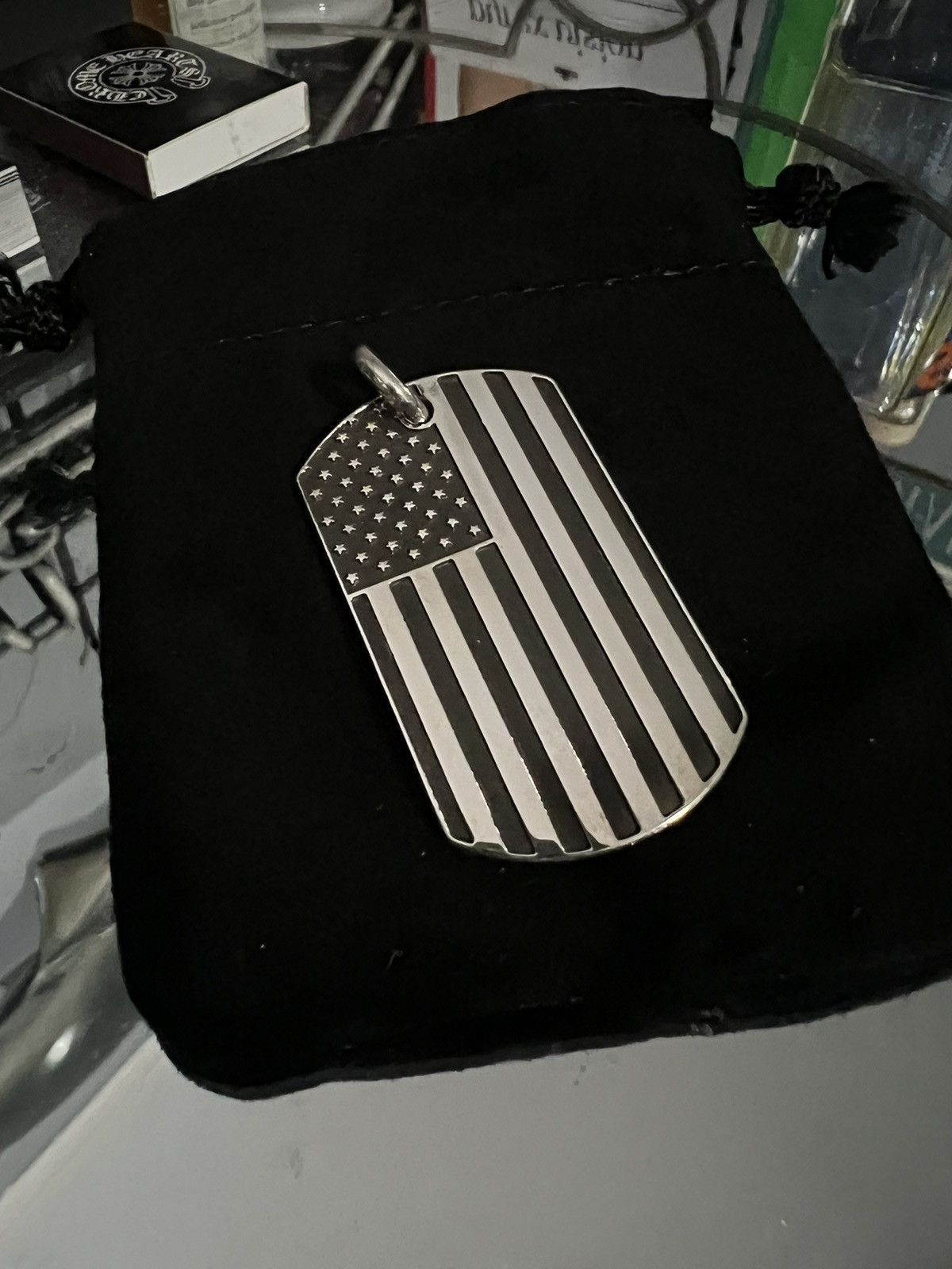 Chrome Hearts CHROME HEARTS AMERICAN FLAG STARK .925 SILVER DOG TAG ...
