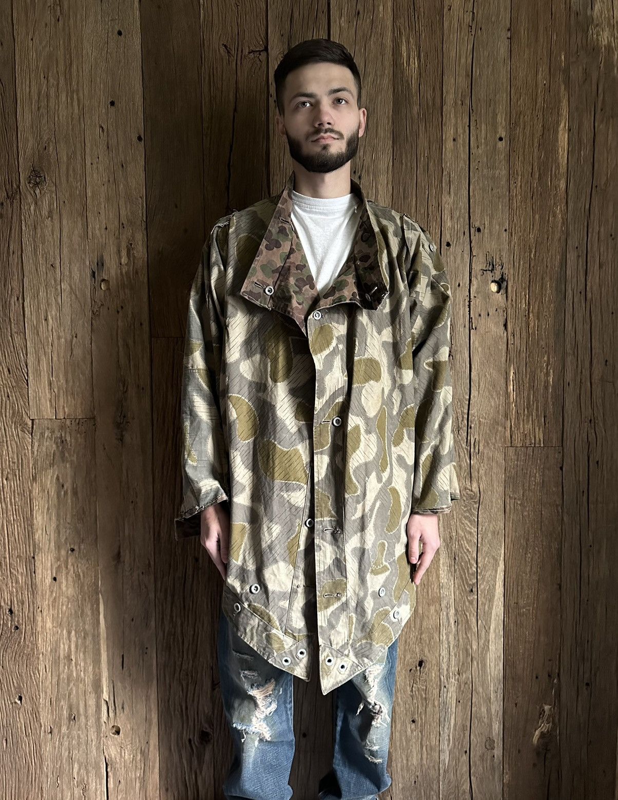 Vintage 1960s Austrian Army Pea Dot Splinter Reversible Camo Cape | Grailed