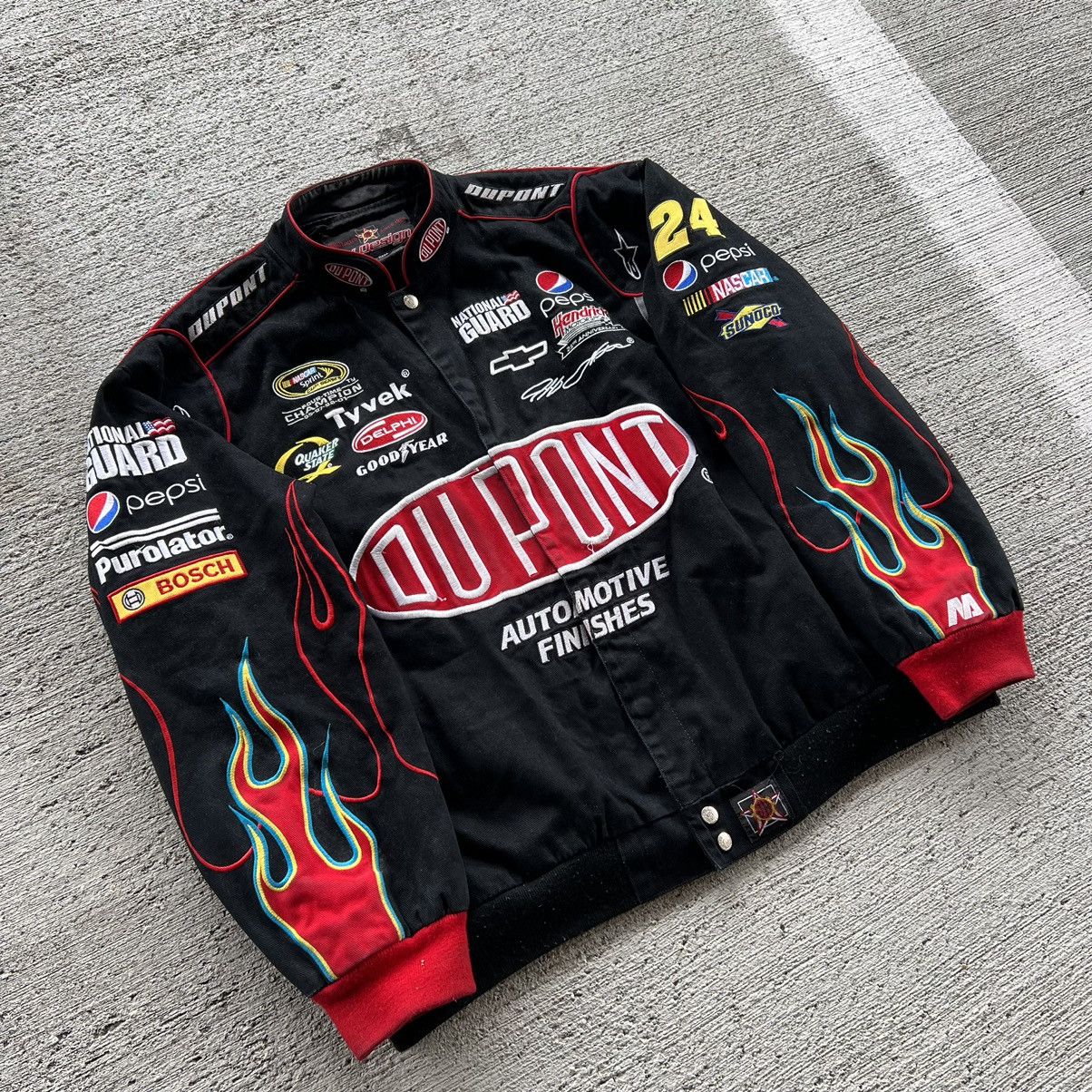 Vintage Jeff Gordon Vintage NASCAR Racing Jacket Flames 2XL DuPont ...
