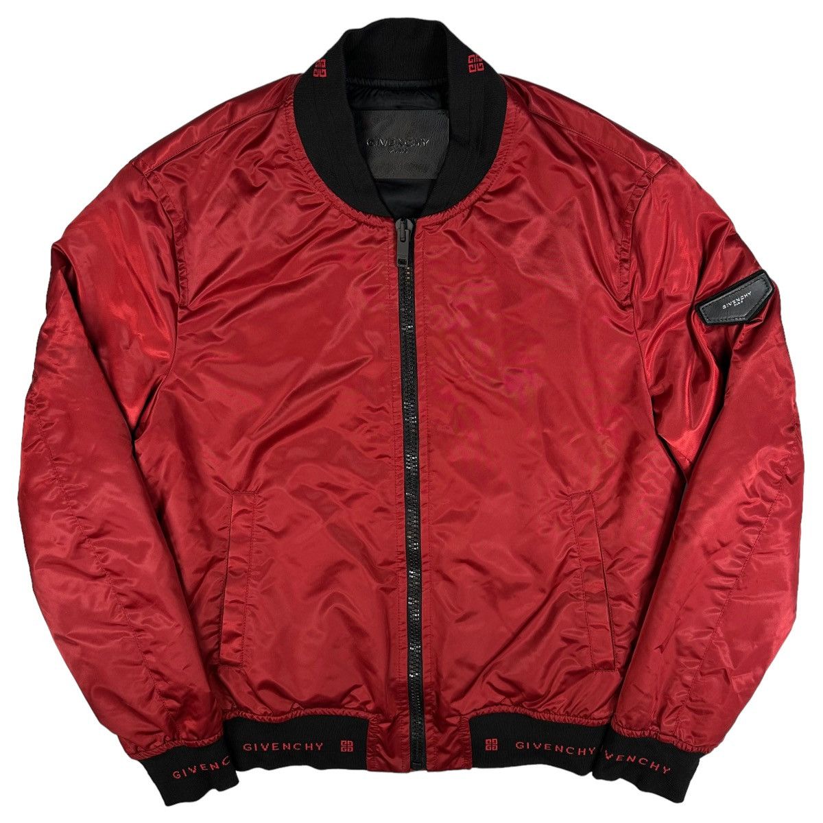 Givenchy Givenchy Size S Red Bomber Jacket Satin Wrap Around Logos ...