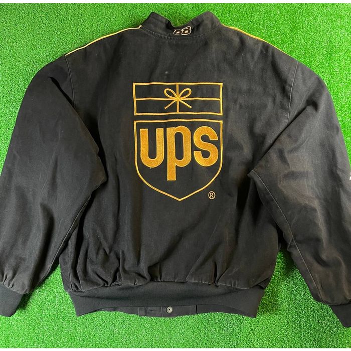 Vintage Vintage 90s NASCAR x UPS XXL Jet Black Racing Bomber Jacket ...
