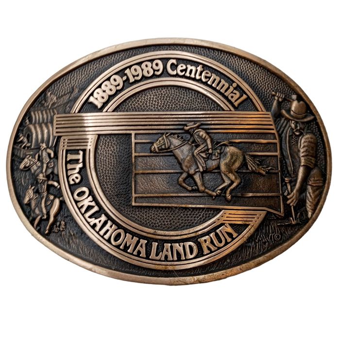 Vintage Oklahoma Land Rush Belt Buckle Vintage 1989 Centennial OK | Grailed