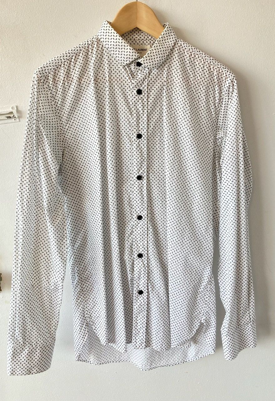 Saint Laurent Paris FW13 Dollar sign money polka dot button up dress ...