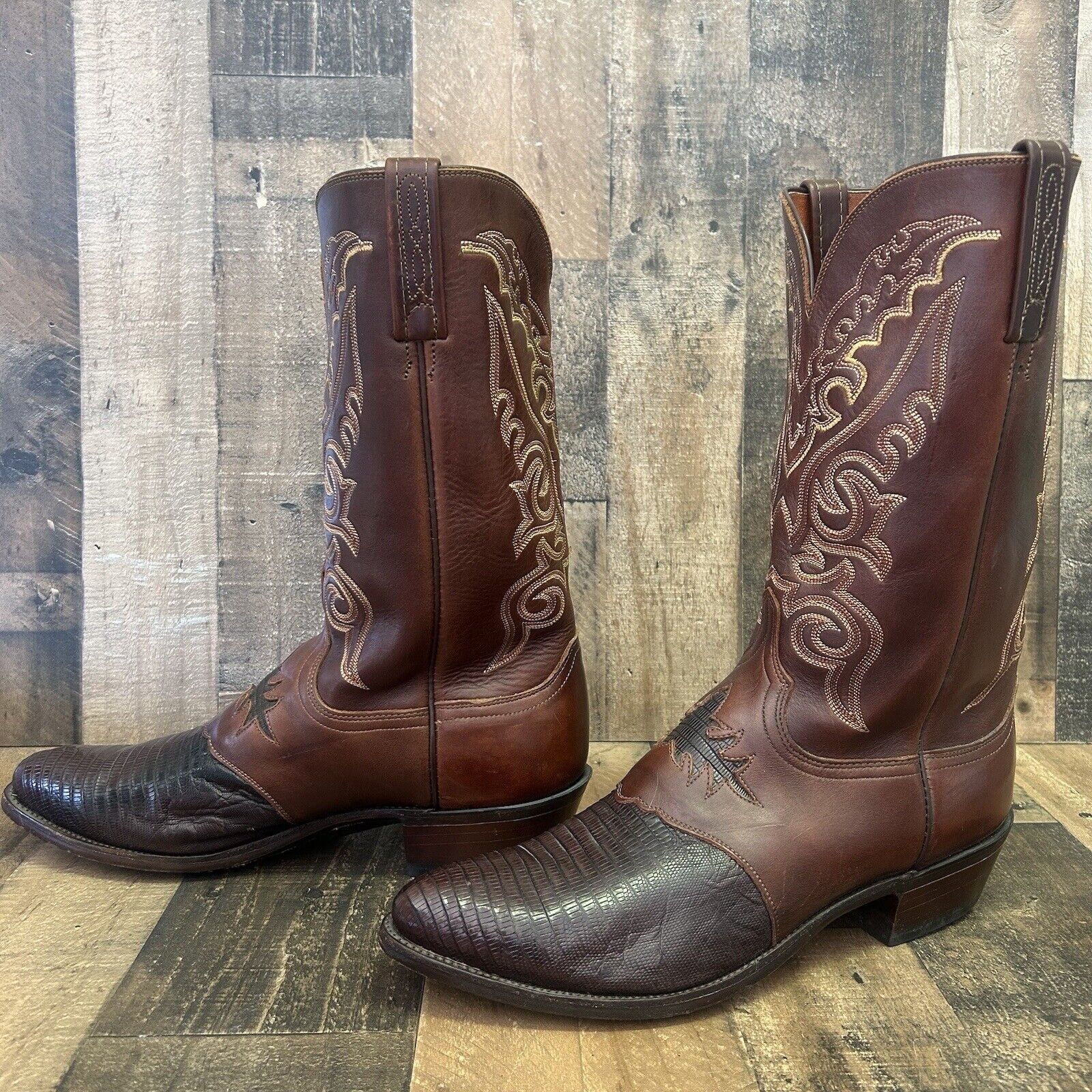 Lucchese Lucchese N1009J4 Lizard Inlay Cowboy Boots Mens 13 D | Grailed