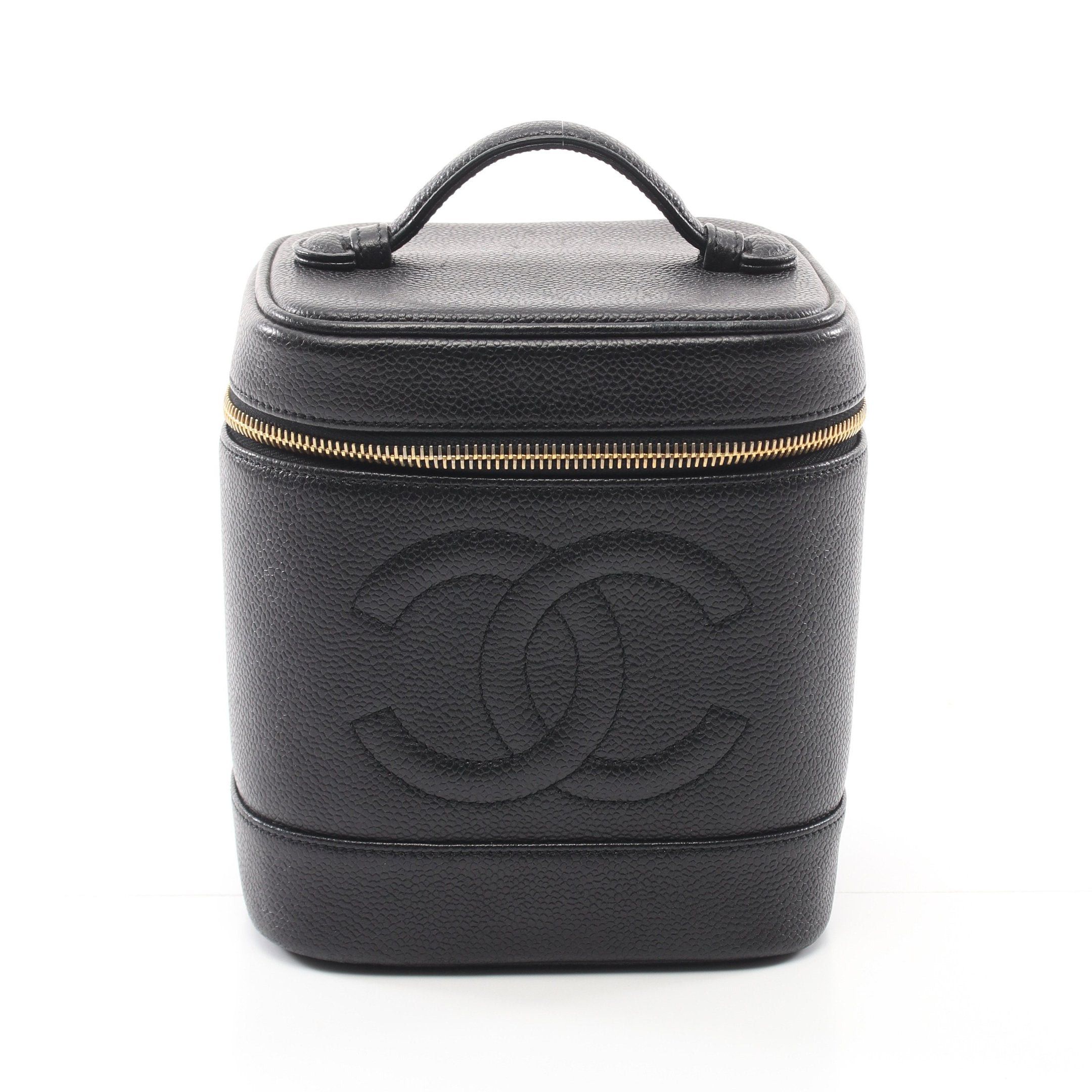 Chanel Chanel Coco Mark Handbag Vanity Bag Caviar Skin Black Gold ...