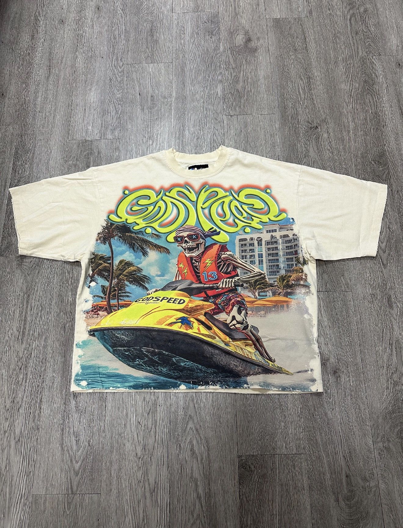 Godspeed Godspeed Wave Runner Bone Tee | Grailed