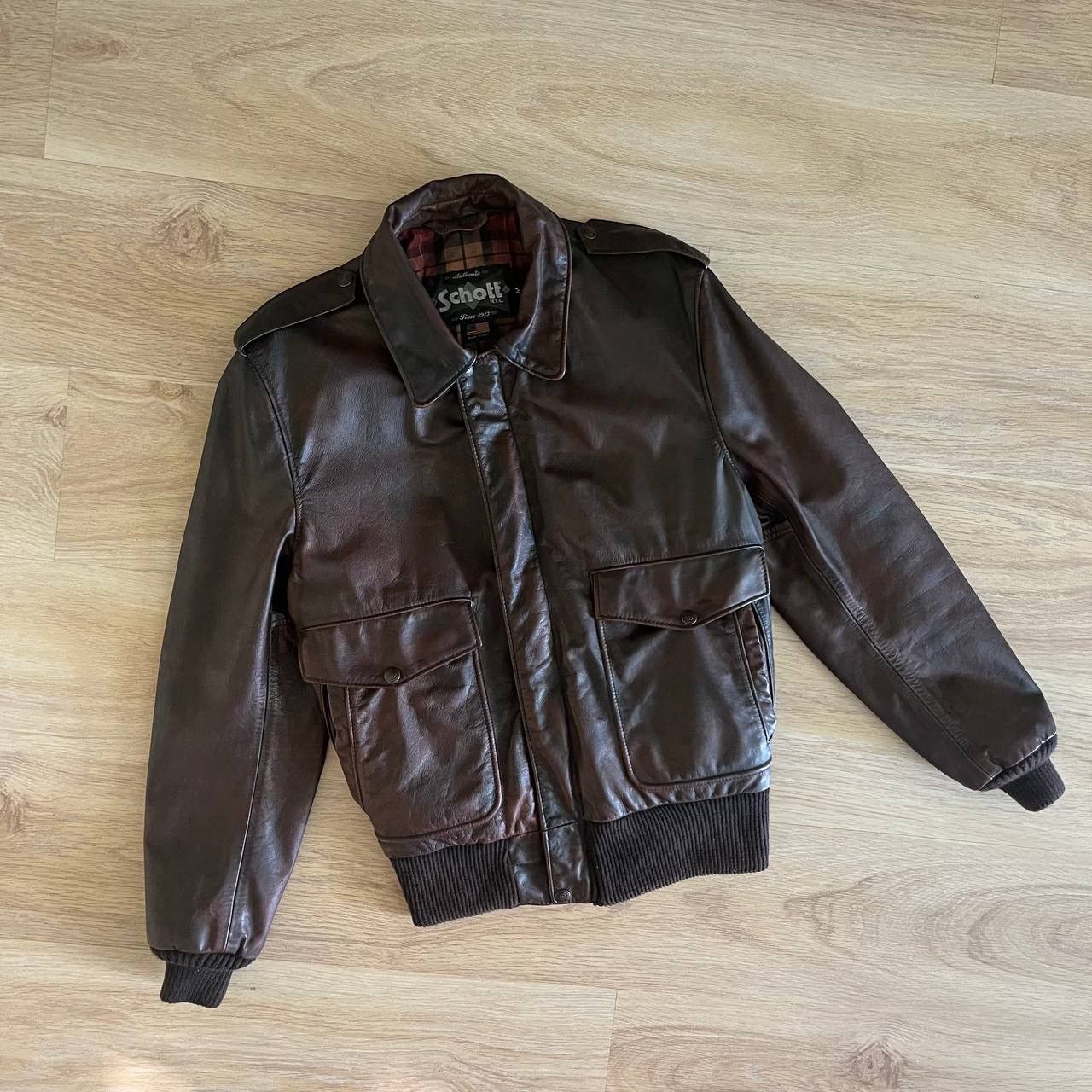 Leather Jacket × Schott × Vintage Schott NYC Vintage Leather Bomber Jacket A-2 Brown | Grailed